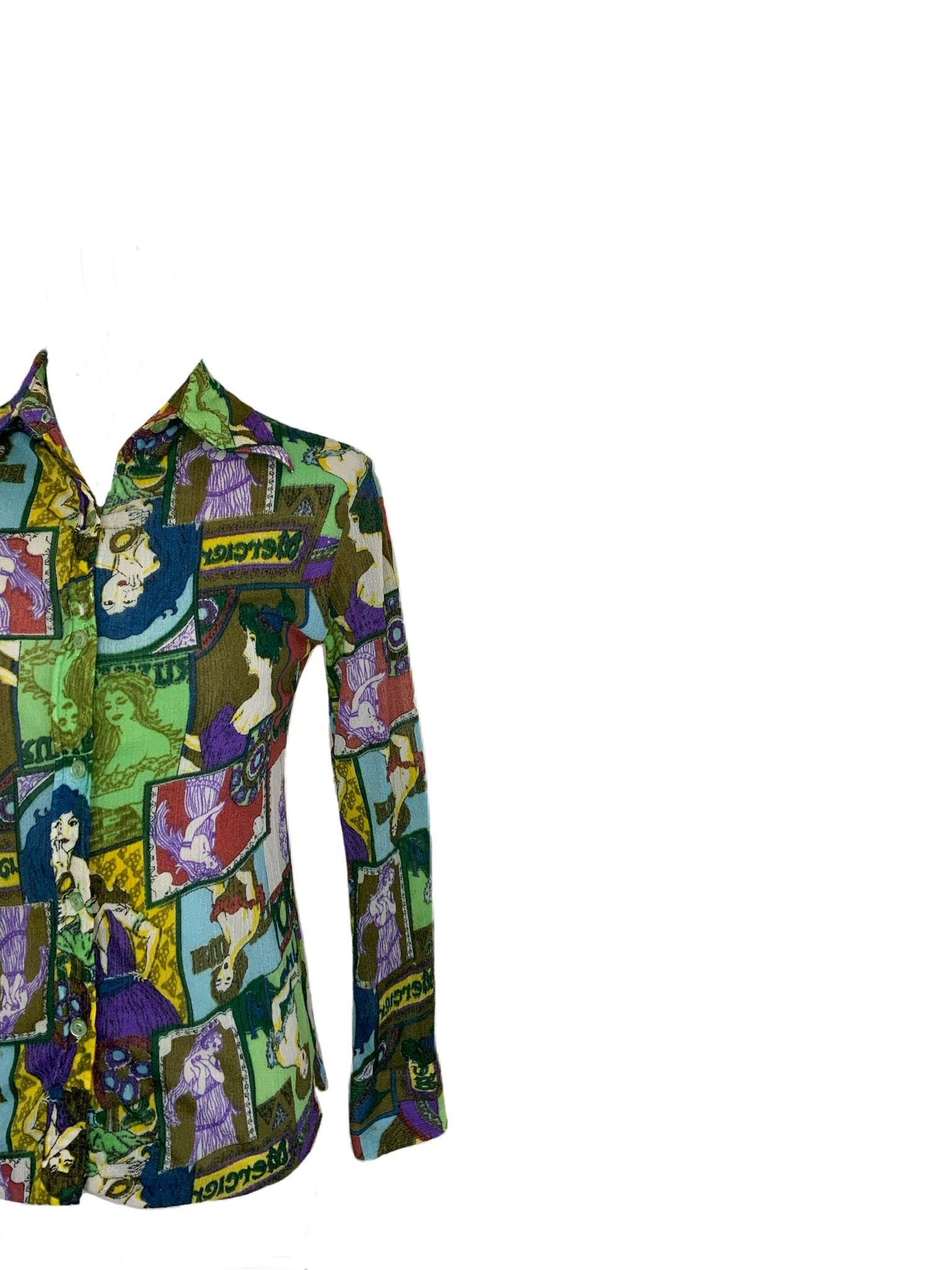 Vintage 70's Boudoir Ladies Print Button Up Blouse | Shop THRILLING