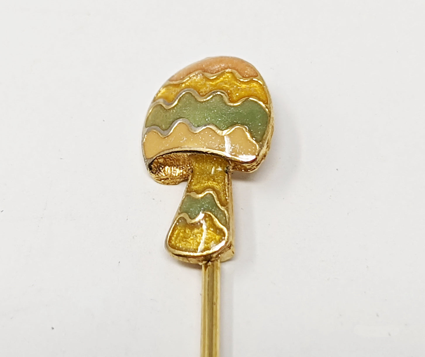 Vintage 70s Gold Tone Striped Mushroom Stick Straight Pin | Shop THRILLING
