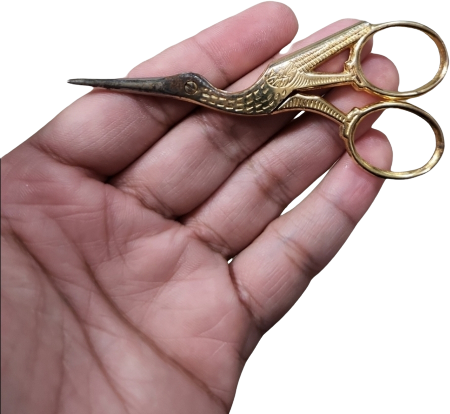 70s Vintage Gold Silver Toned Stork Embroidery Scissor | Shop THRILLING
