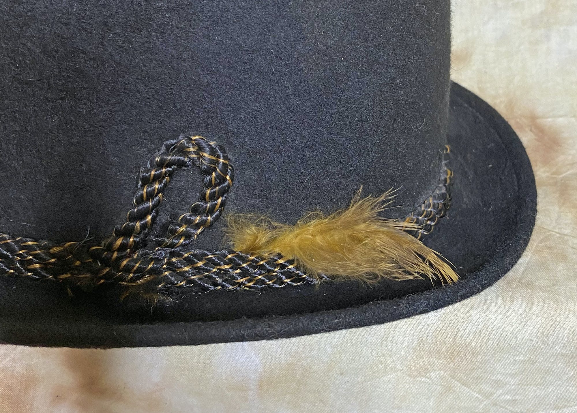 Vintage 60's Black Wool Fedora with Gold Feather by Morfelt | Shop ...