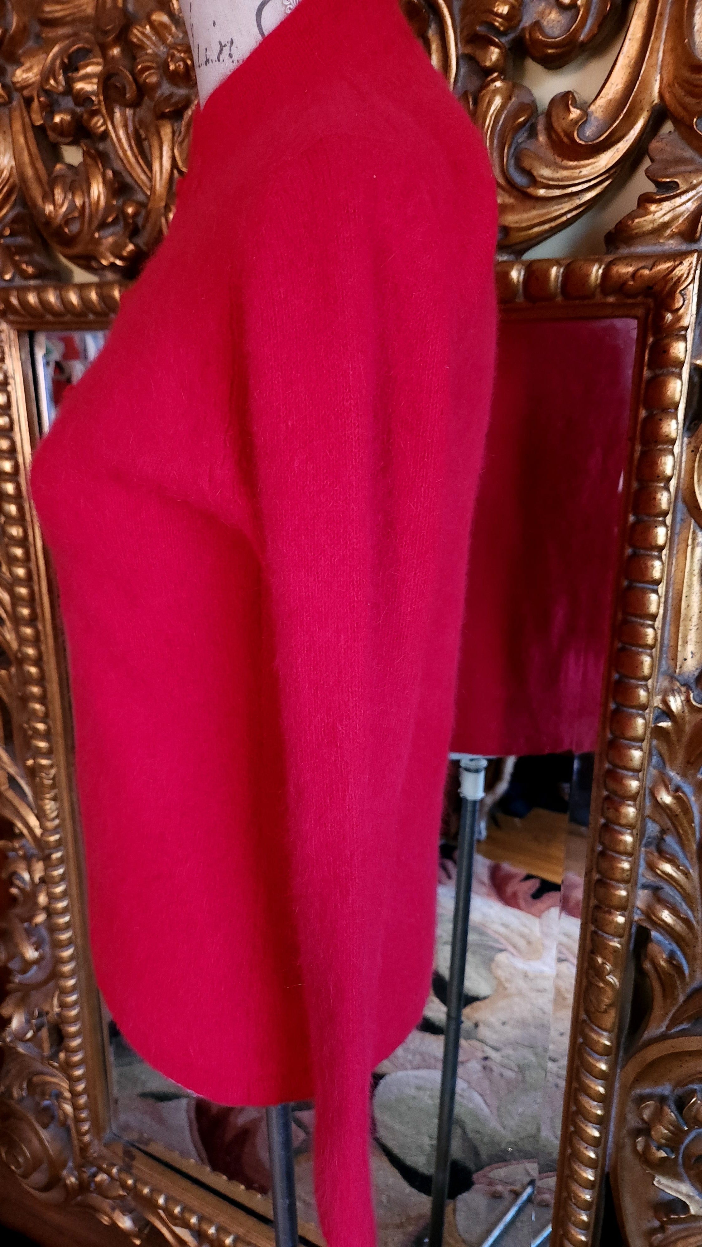 Vintage 50s/60s Style Red Angora Sweater With Frog Closures by Panda ...