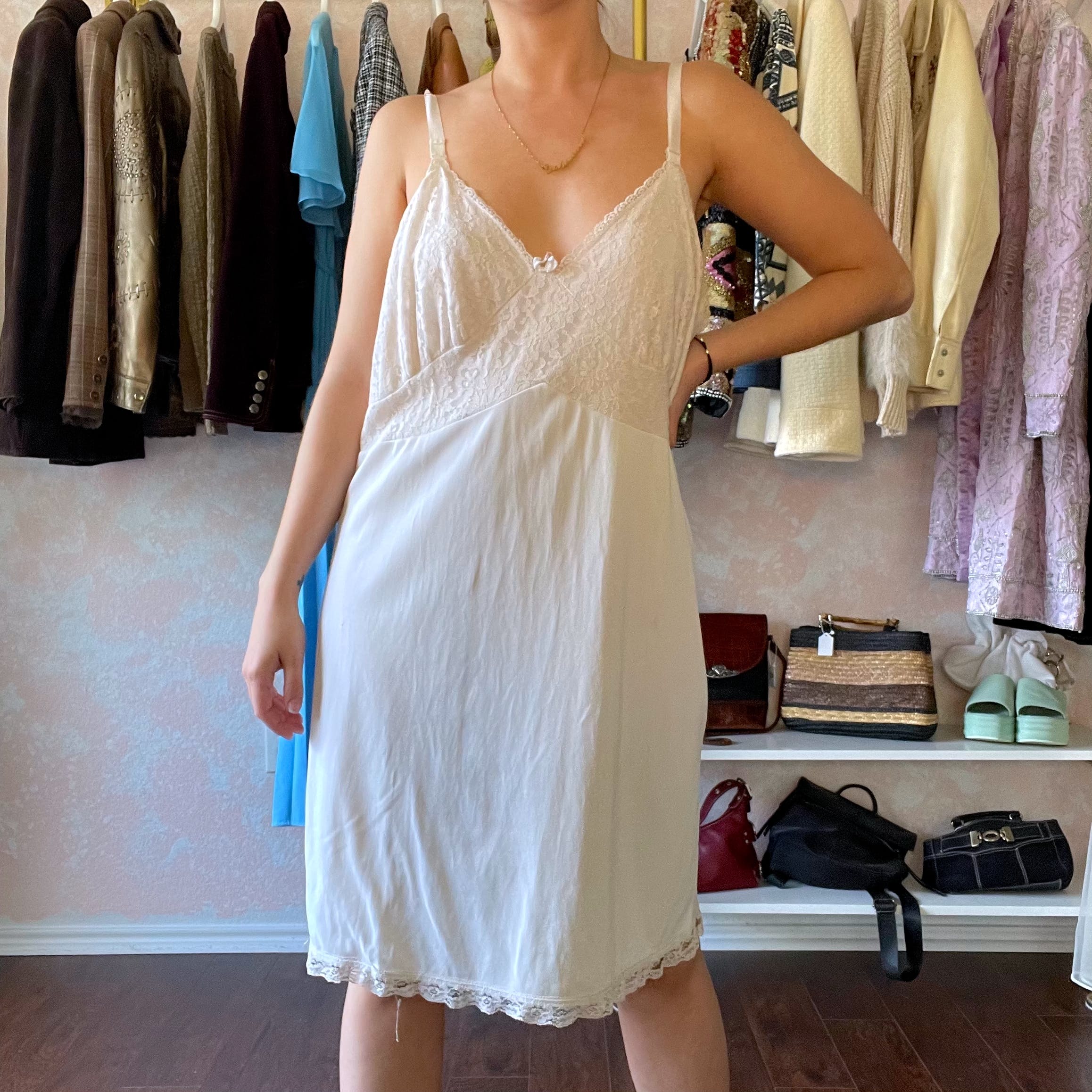 Vintage 70’s Off White Empire Waist Slip | Shop THRILLING