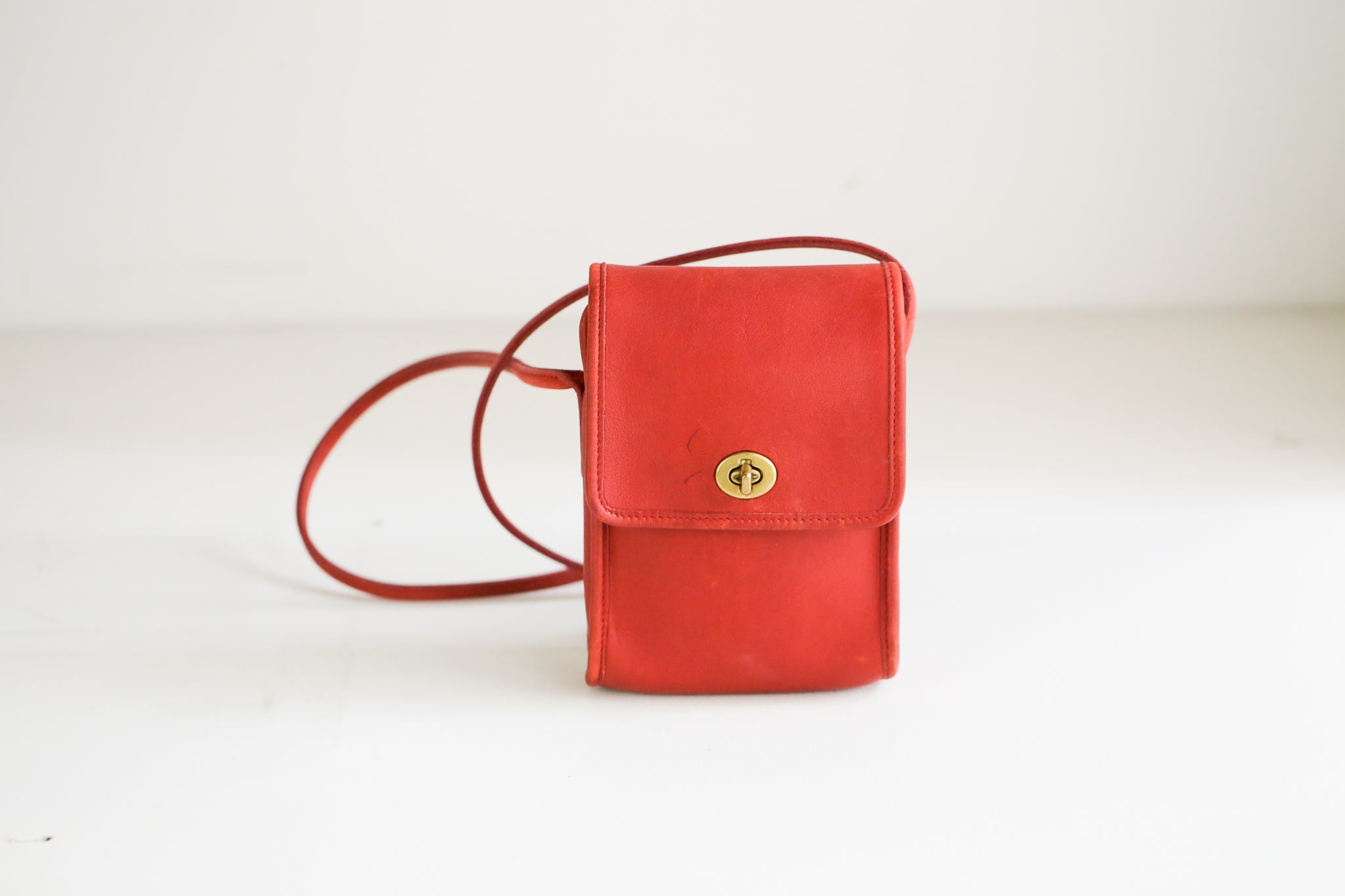 Vintage Small Red Rectangular Turn Lock Mini Crossbody Bag by Coach ...