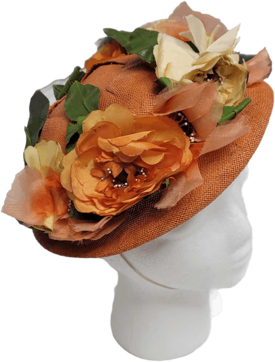 Vintage 50’s Floral Orange Garden Cottage Hat by harzfelds | Shop THRILLING