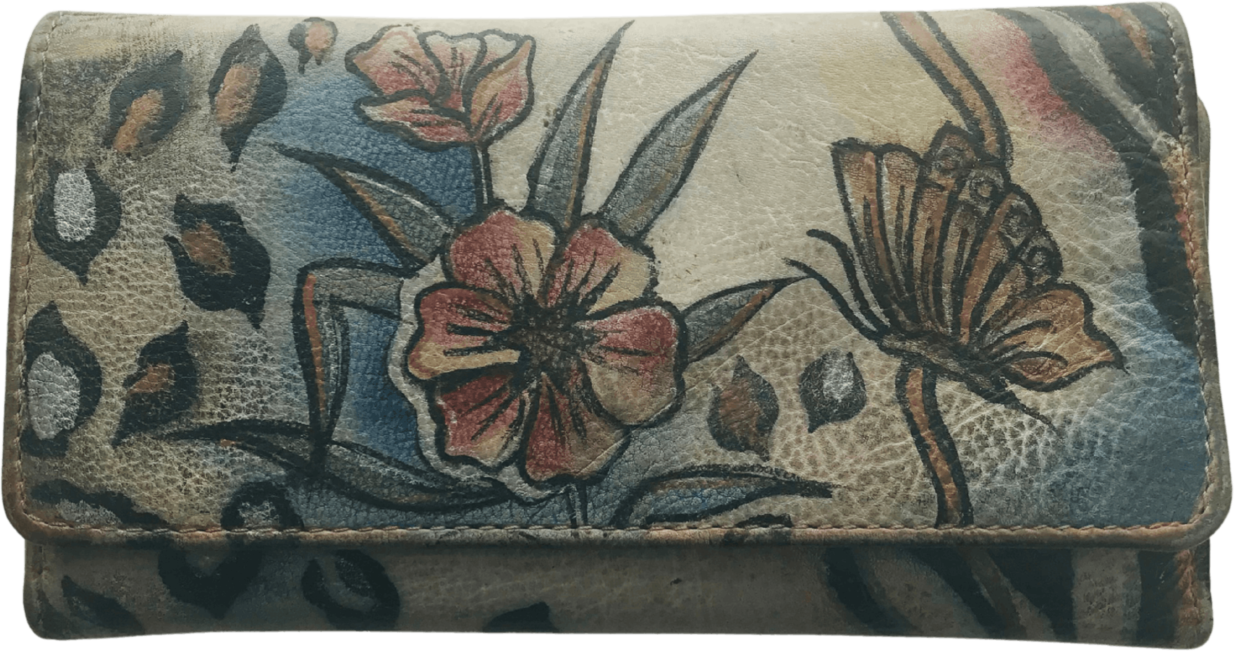 Vintage Hand Painted Leather Butterfly Wallet | Shop THRILLING