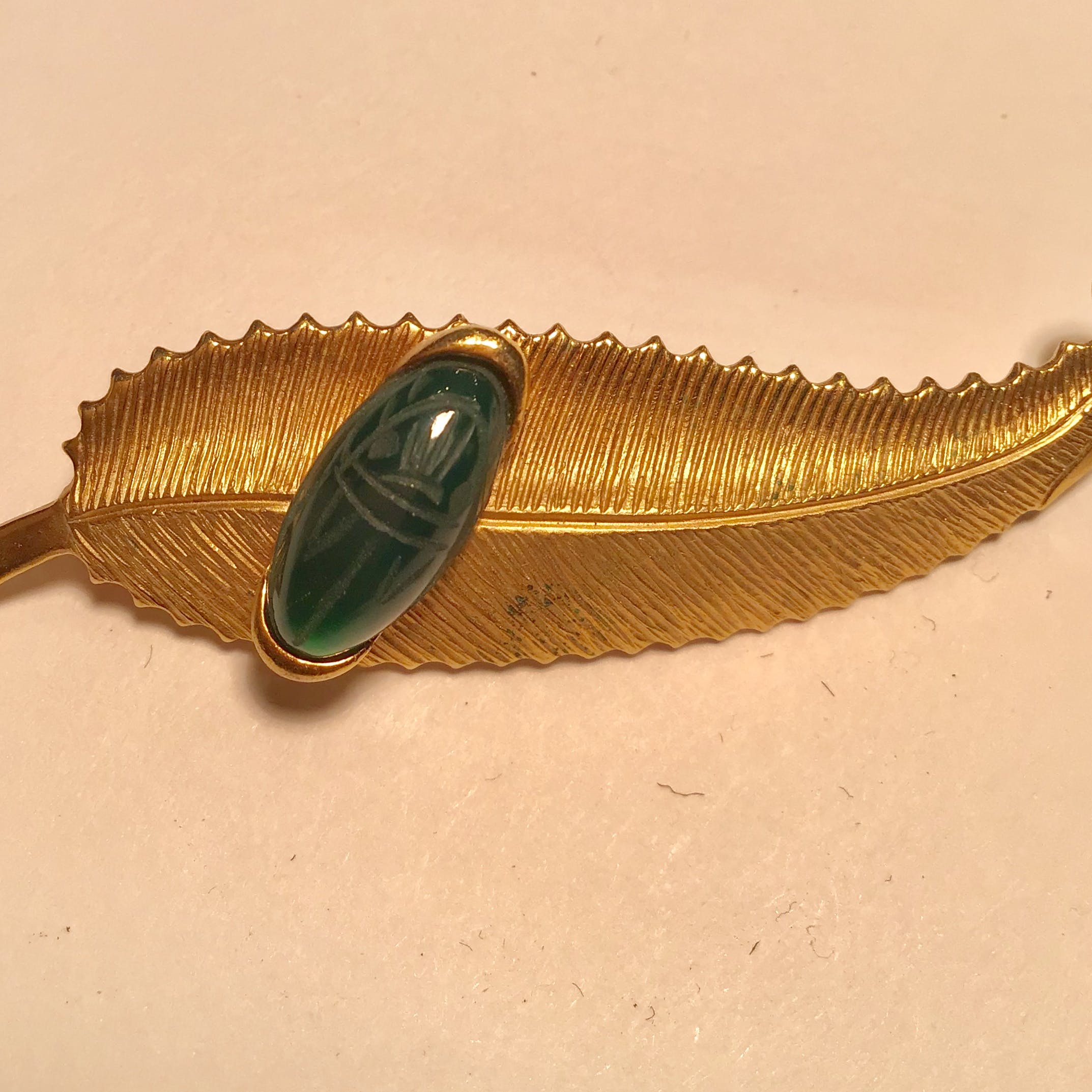 Vintage Leaf with Jade Scarab Pin | Shop THRILLING