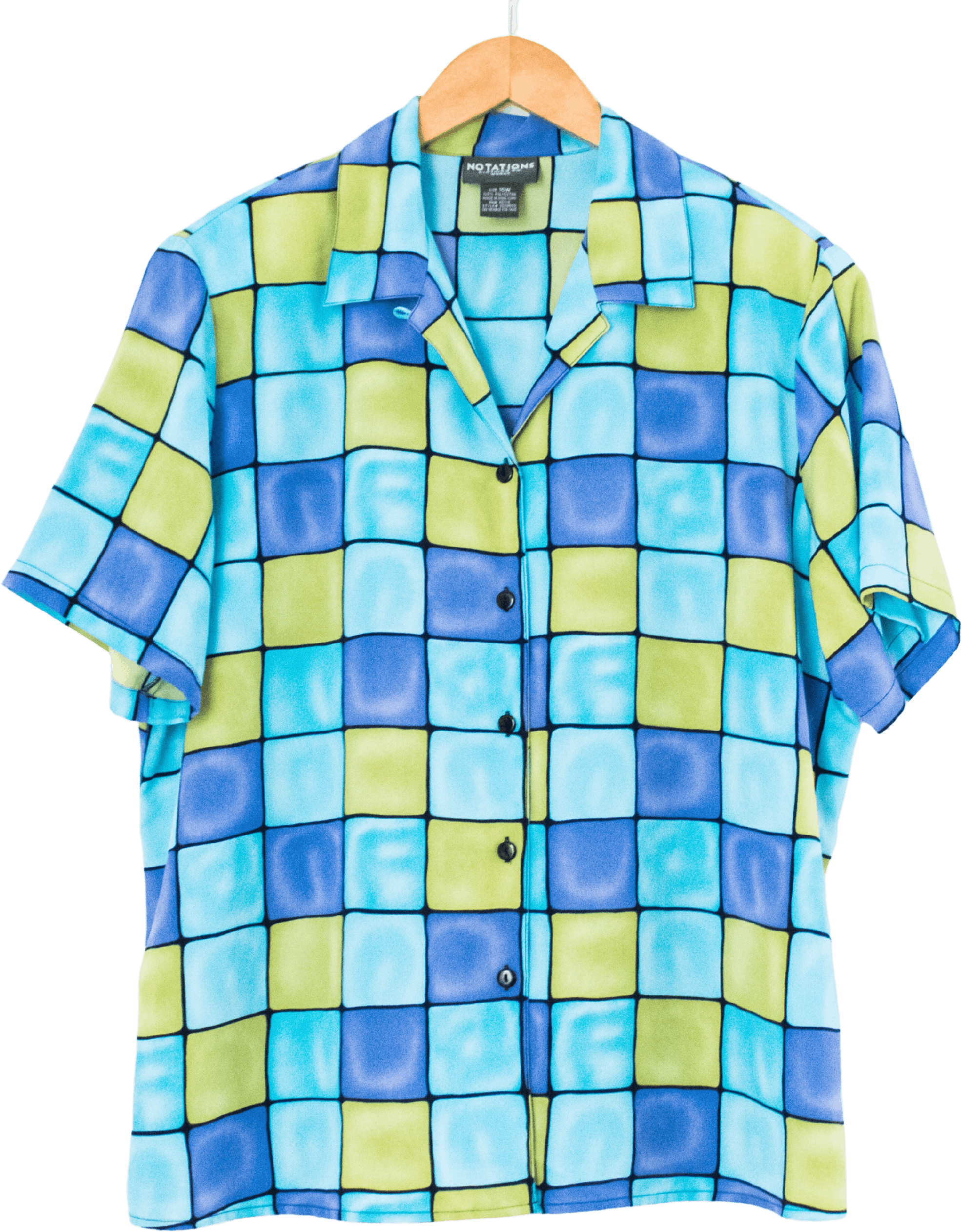 Vintage 80’s/90’s Checkered Colorblock Blouse by Notations Clothing Co ...