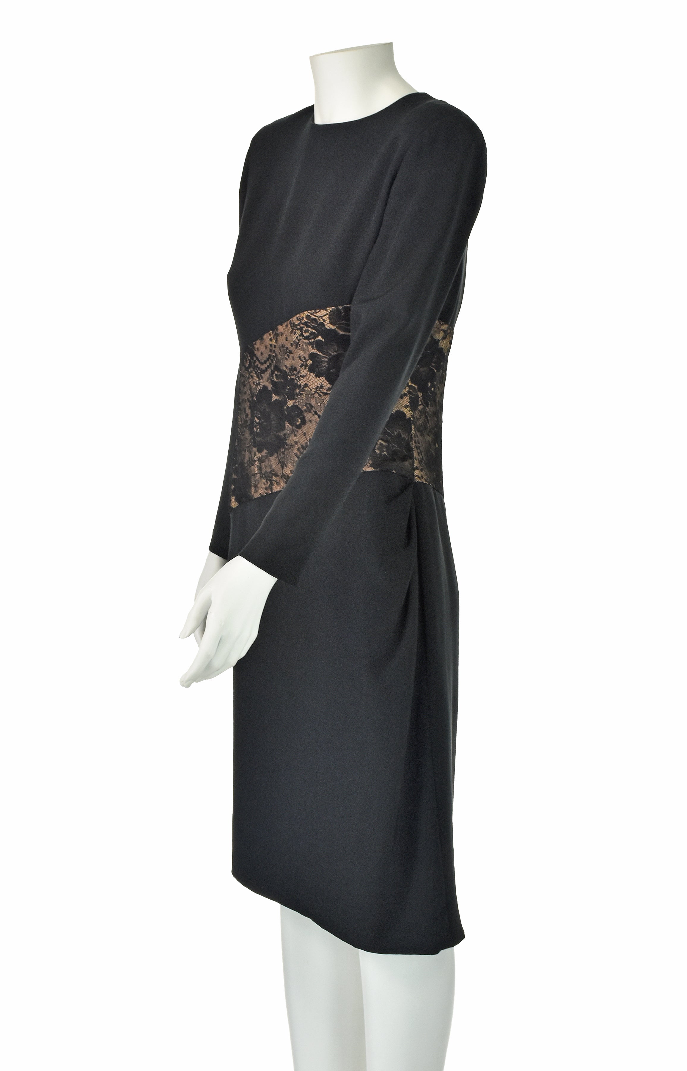 Vintage 80s Black Silk Cocktail Dress With Lace Midriff By Bill Blass ...