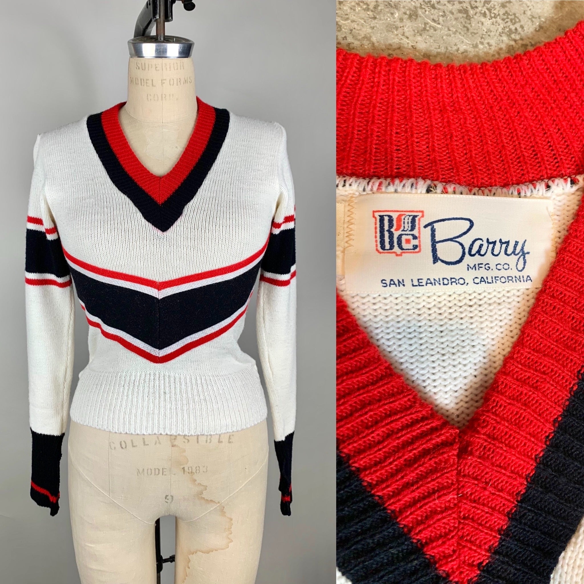 Vintage Vtg 60’s Cheerleader V-Neck Wool Sweater Uniform | Shop THRILLING