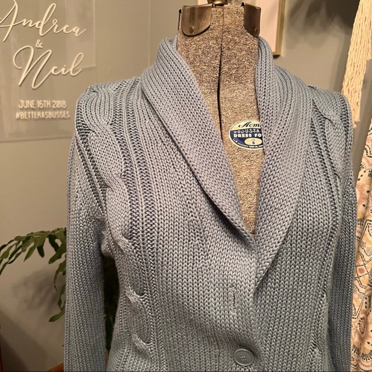 Vintage 70s Dusty Blue Cable Knit Cardigan Sweater By Sears The Fashion ...