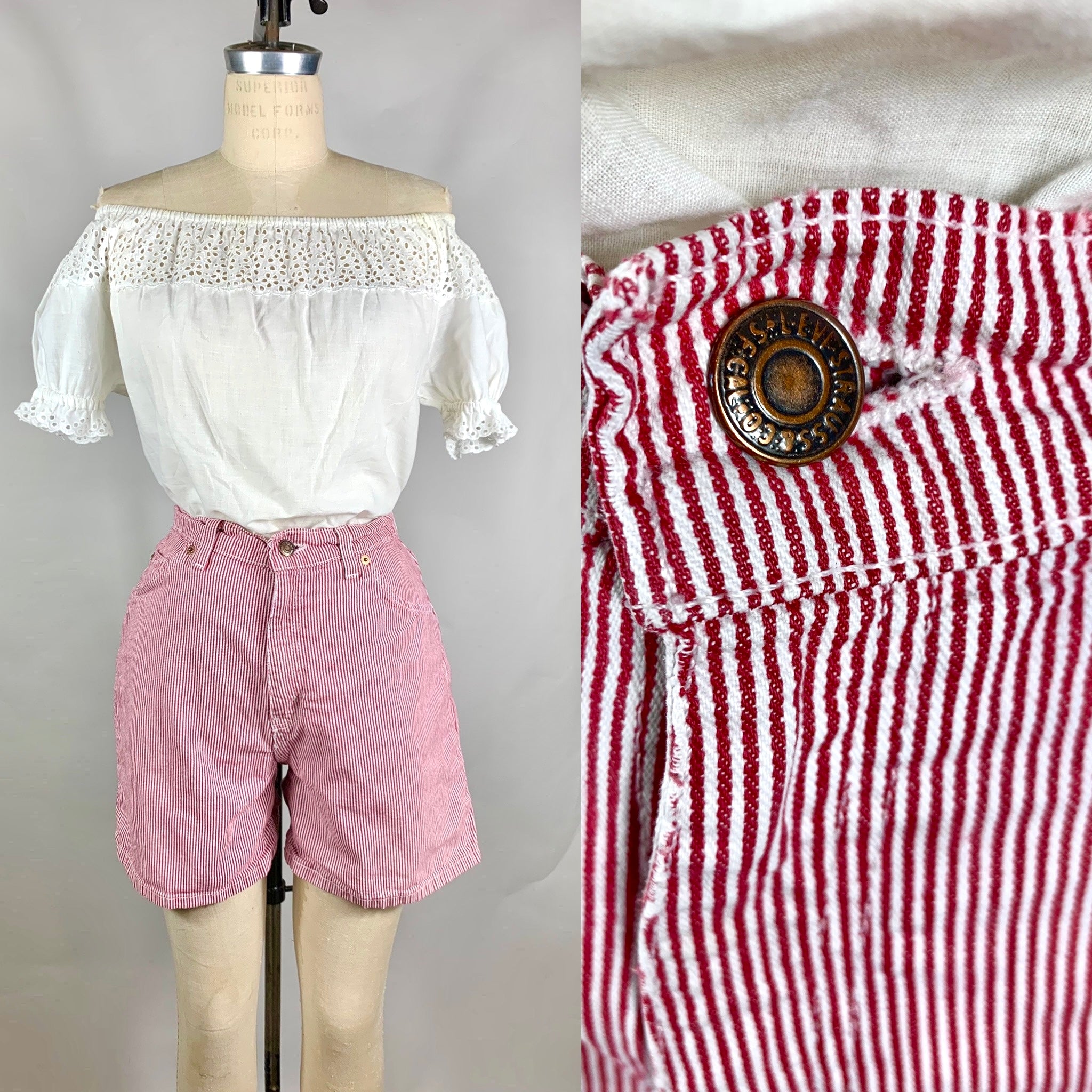 Vintage 80s/90s Levis Dad Relaxed Shorts Red White Striped By Levis ...