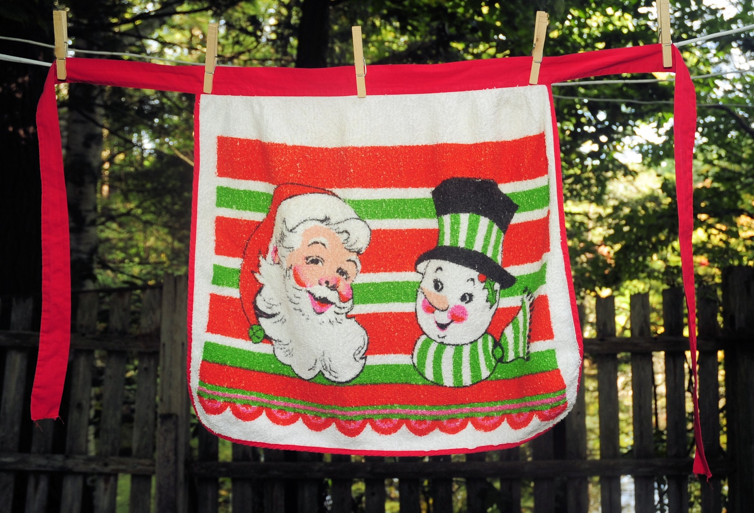 Vintage 70s Terry Cloth Christmas Half Apron Santa And Snowman | Shop ...