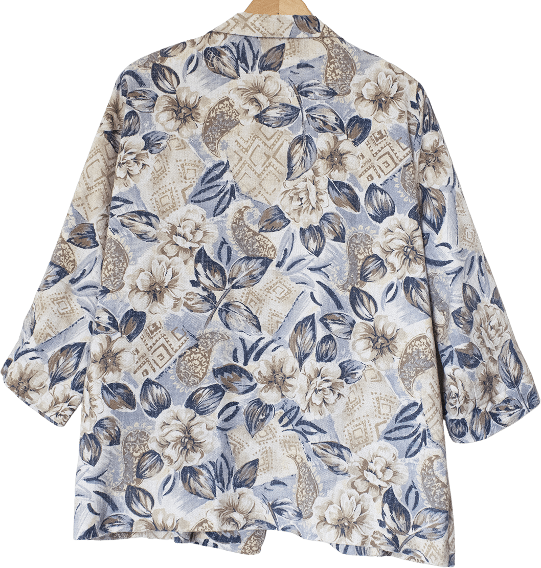 Vintage 80’s Beige Floral Mixed Print No Button Blazer by Alice Stuart ...