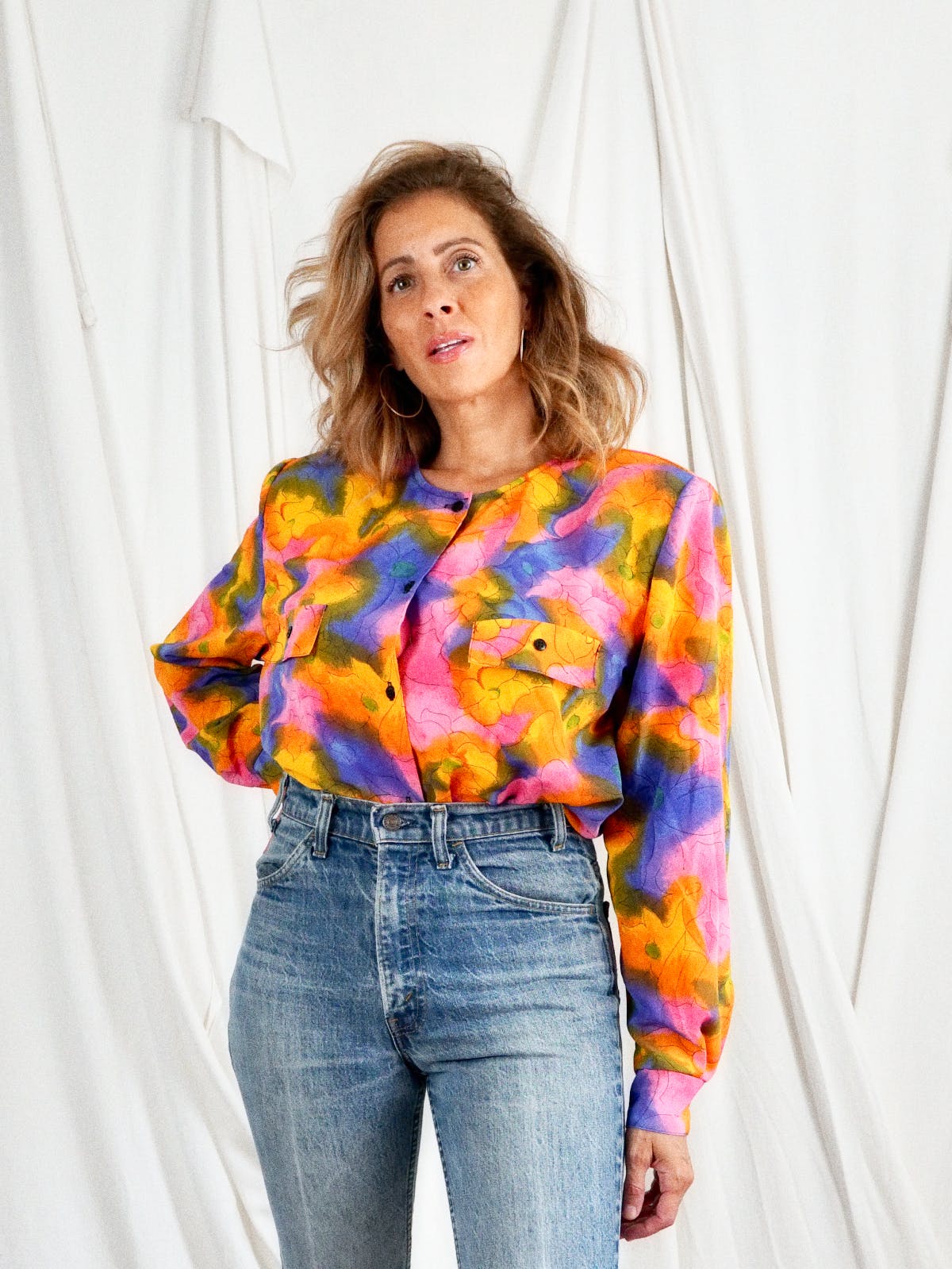 Vintage 80’s Abstract Floral Painted Watercolor Blouse | Shop THRILLING