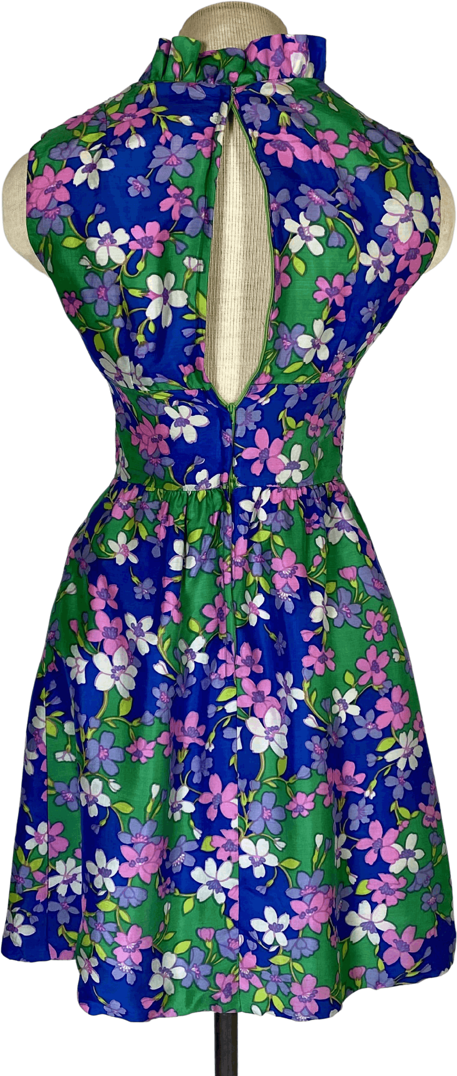 Vintage 60's Green Silk Flower Power Dress with Corset Style Waist by ...