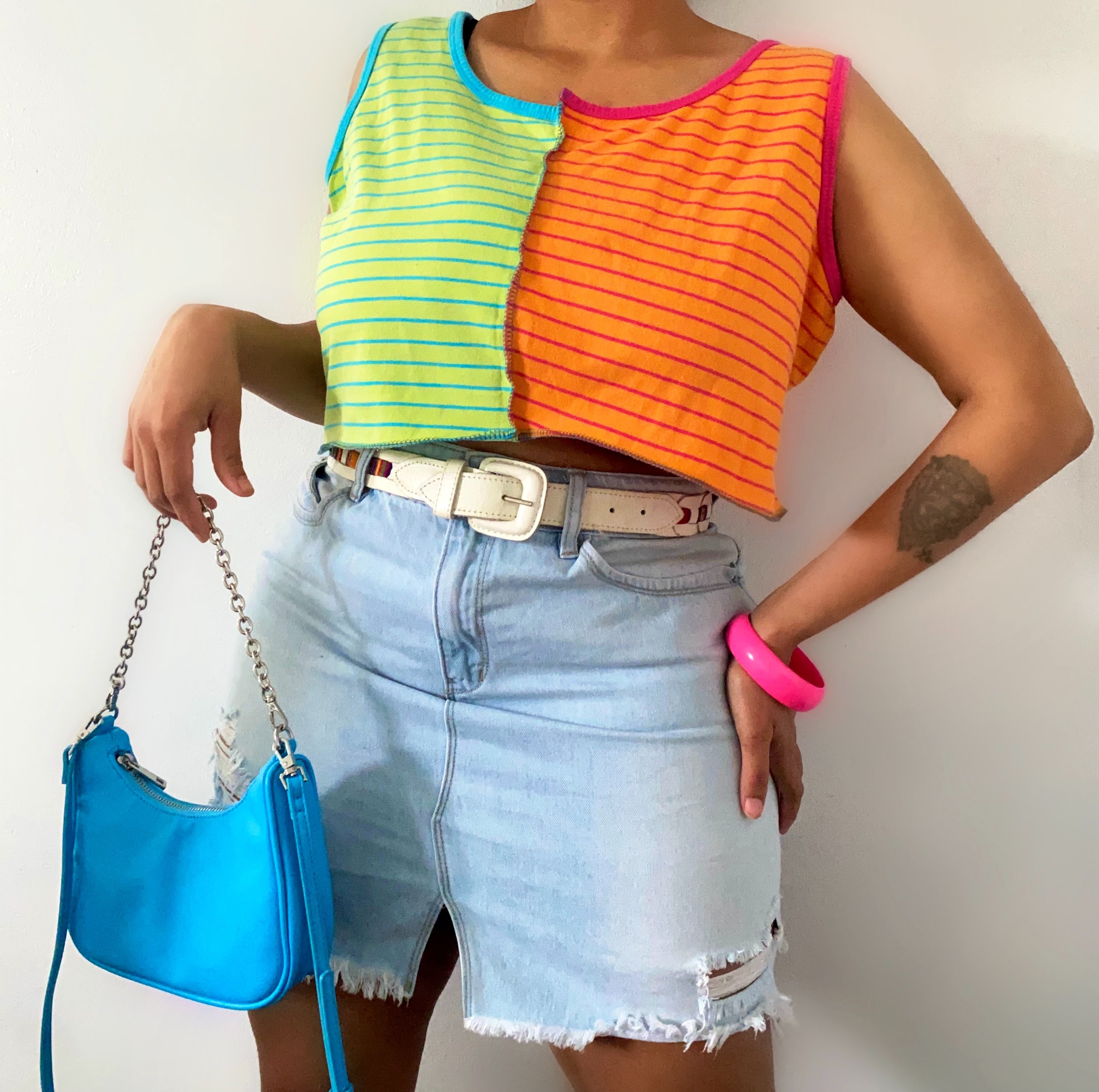 Vintage Reworked Striped Colorblock Crop Top | Shop THRILLING