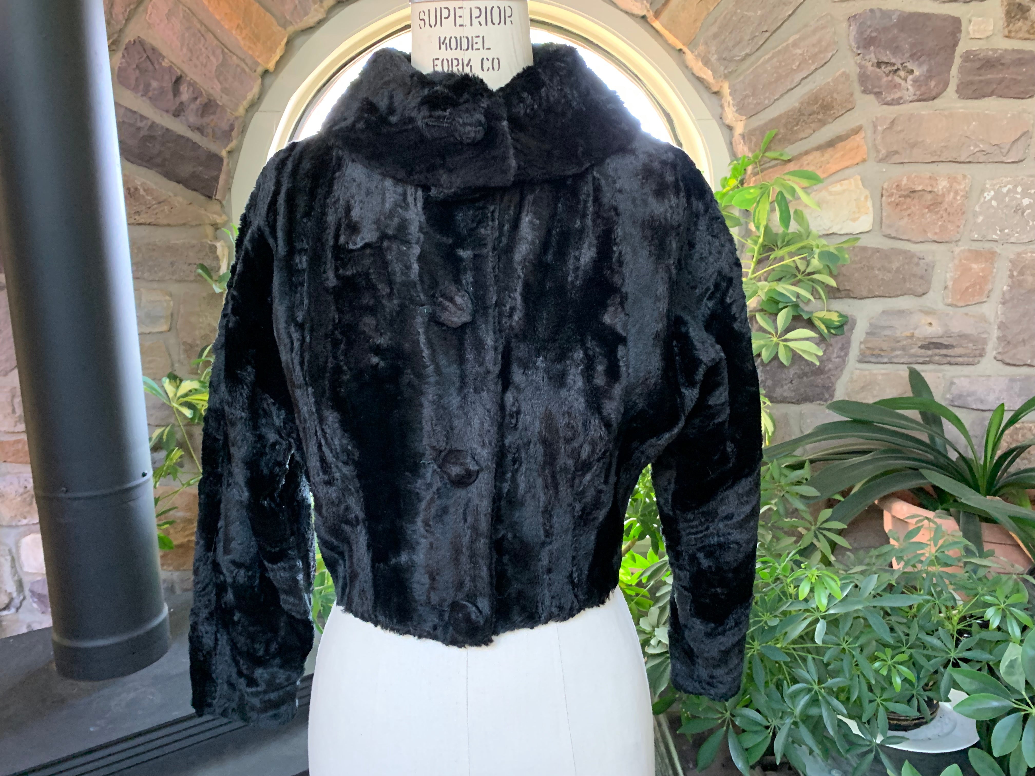Vintage 60s Black Faux Fur Formal Crop Jacket Milium | Shop THRILLING