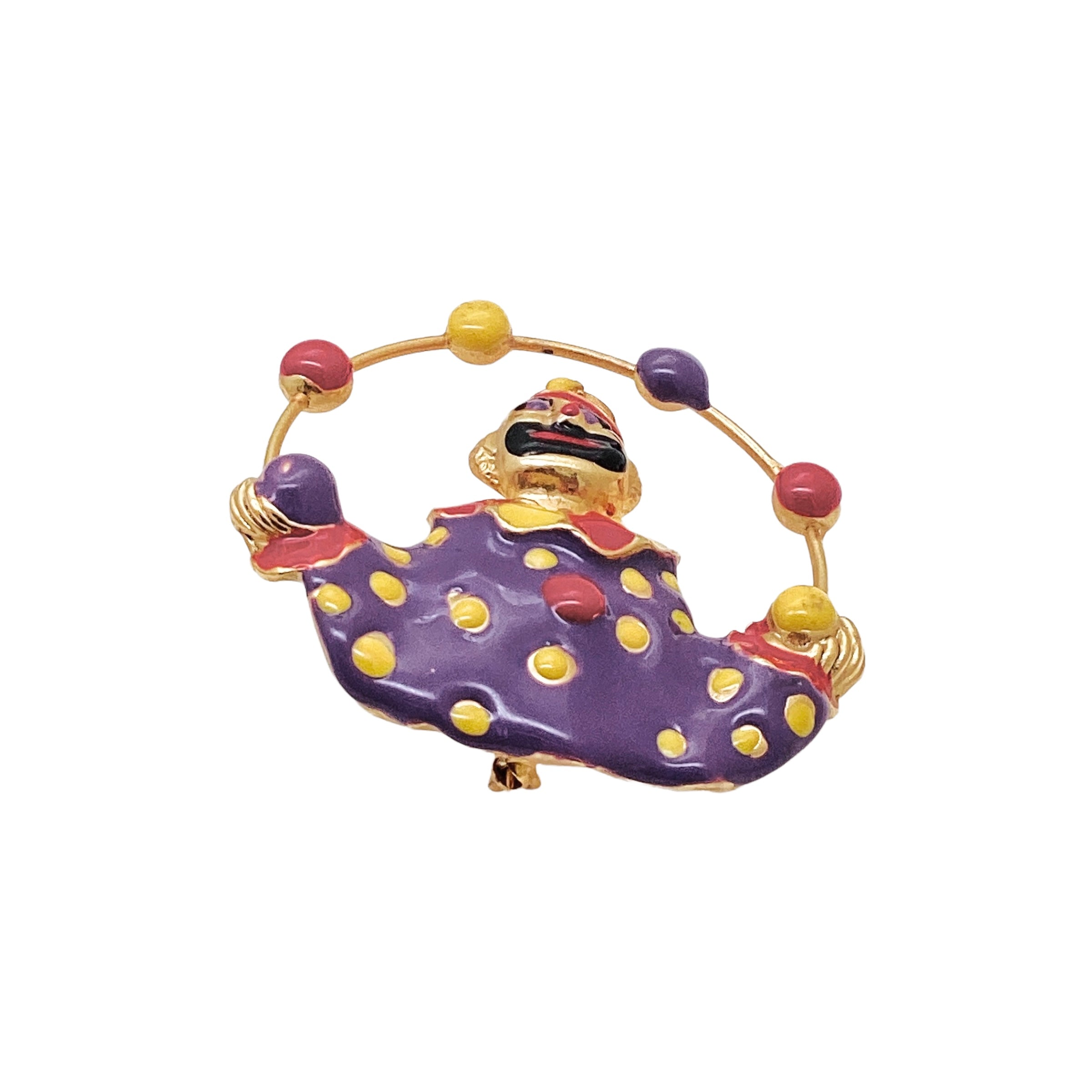 Vintage 80s Juggling Clown Unisex 3d Brooch Pin | Shop THRILLING