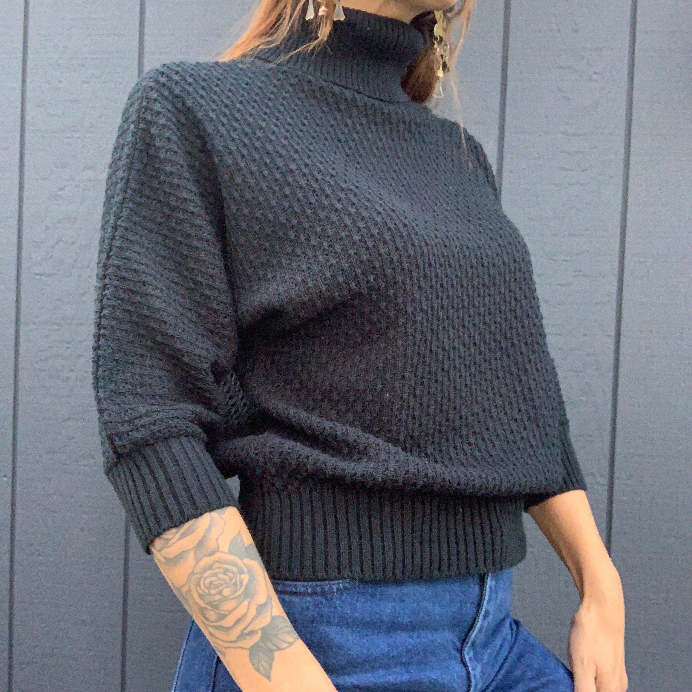 Vintage 80s/90s Black Batwing Turtleneck Sweater By Kenneth Too | Shop ...