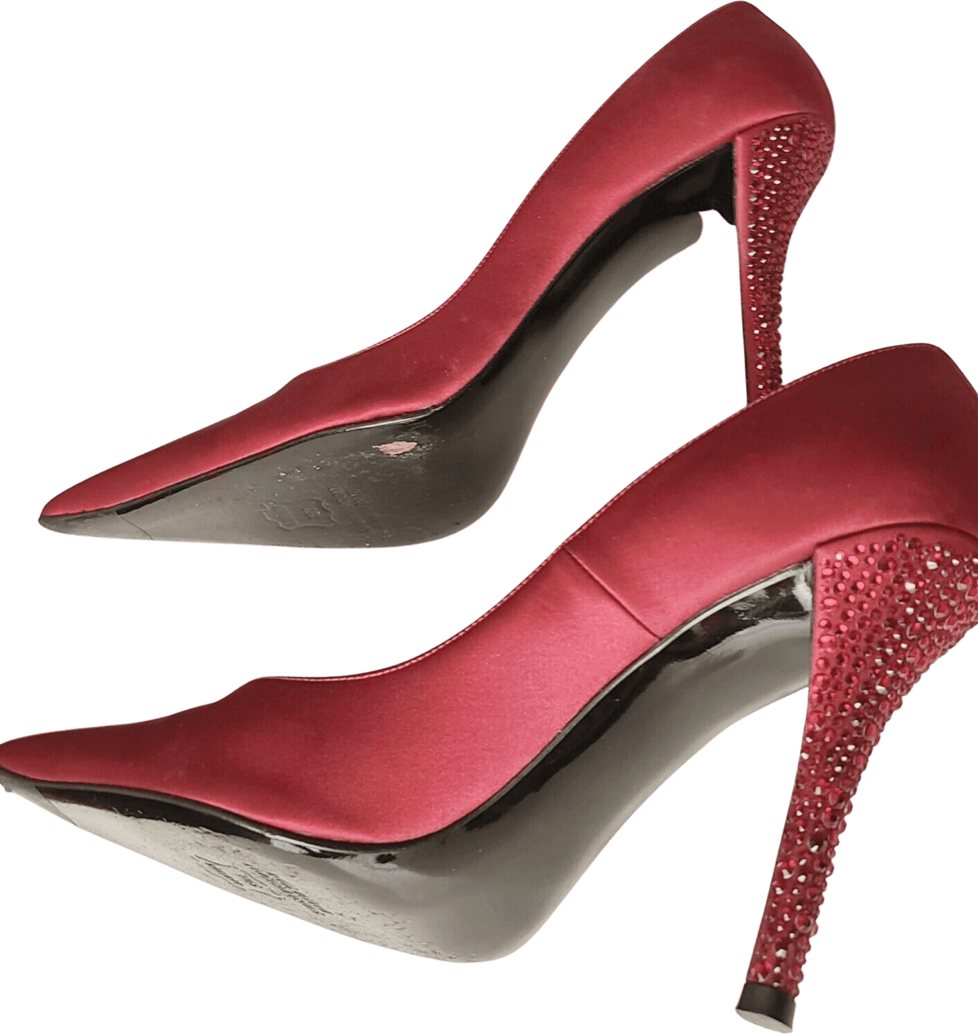 Vintage 90's Dark Red Satin Rhinestone Pumps by Stuart Weitzman | Shop ...