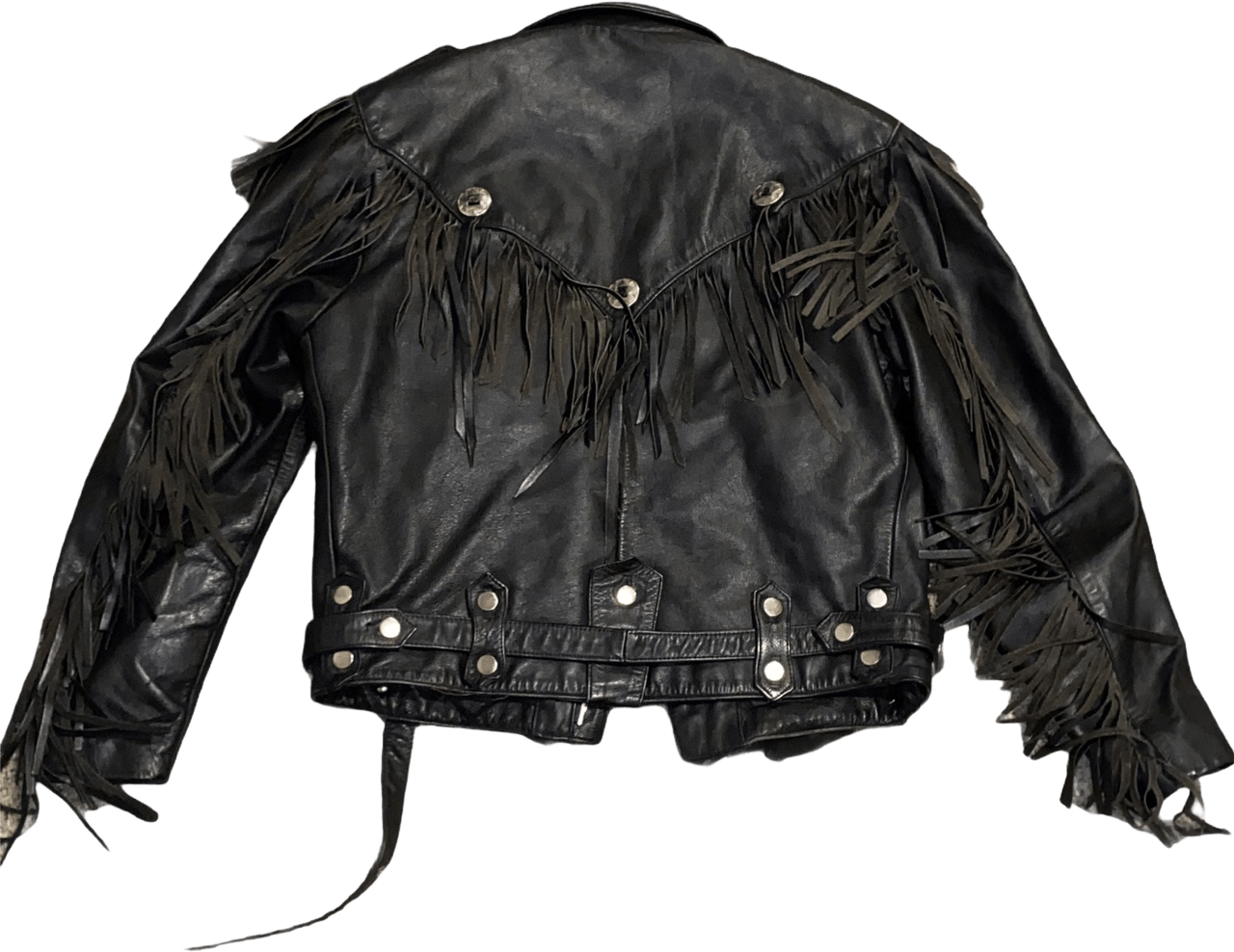 Vintage Fringed Leather Belted Motorcycle Jacket by Open Road | Shop ...