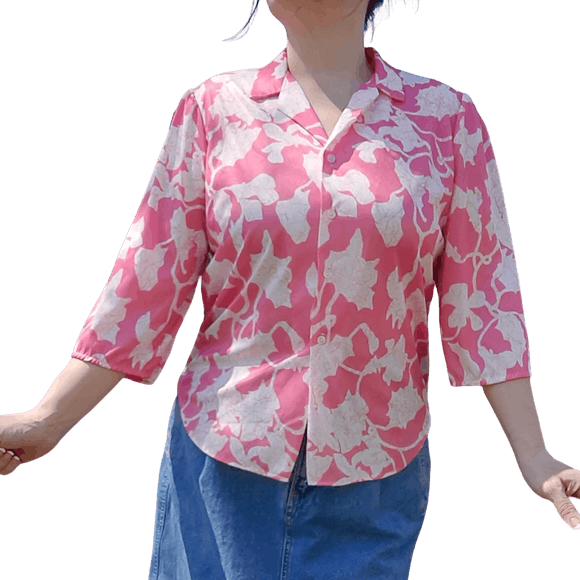 Vintage 80’s Rhapsody Pink Falling Leaves Blouse Button by Rhapsody ...