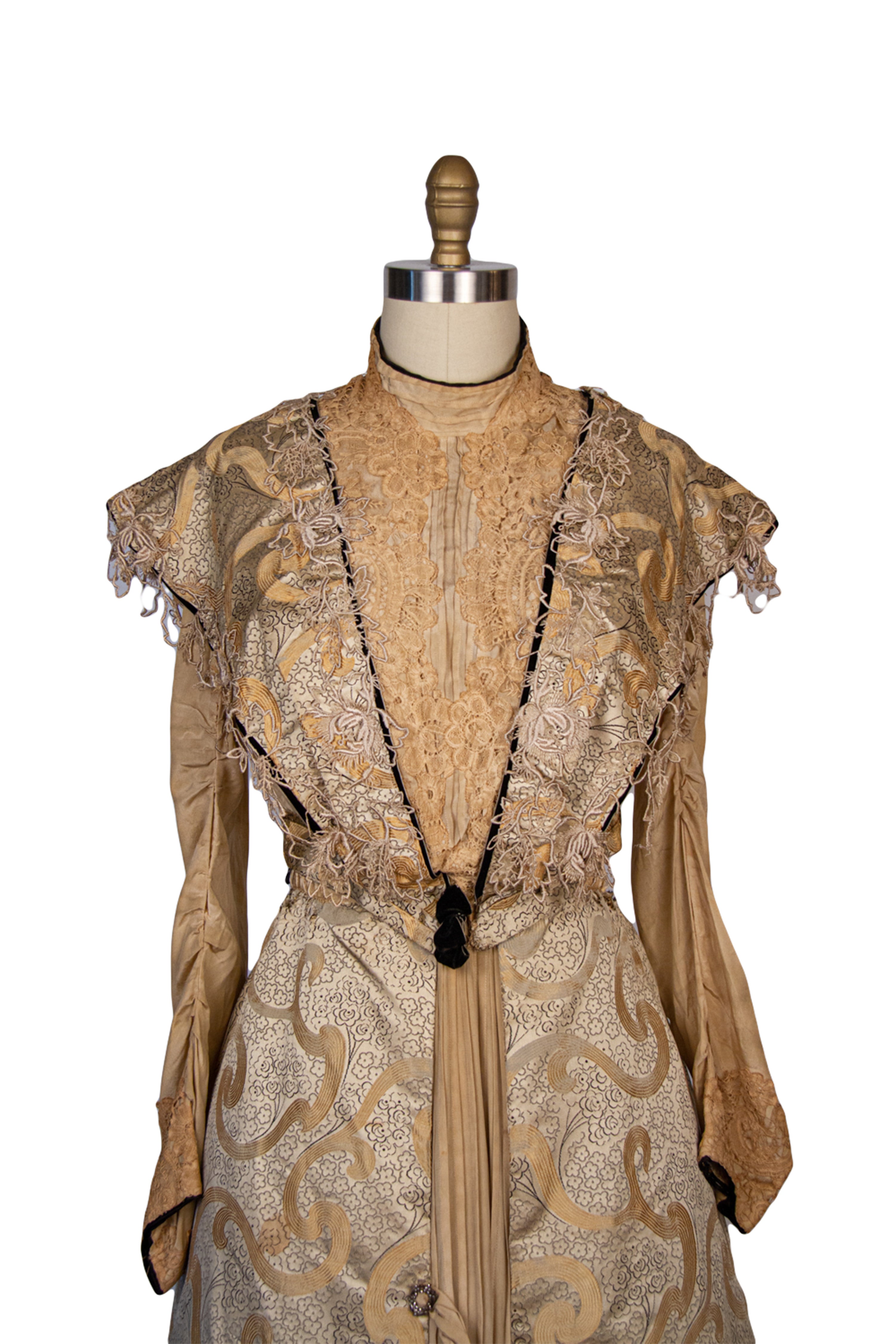 Vintage Victorian Victorian Stunning Silk Brocade Gown | Large Sz ...