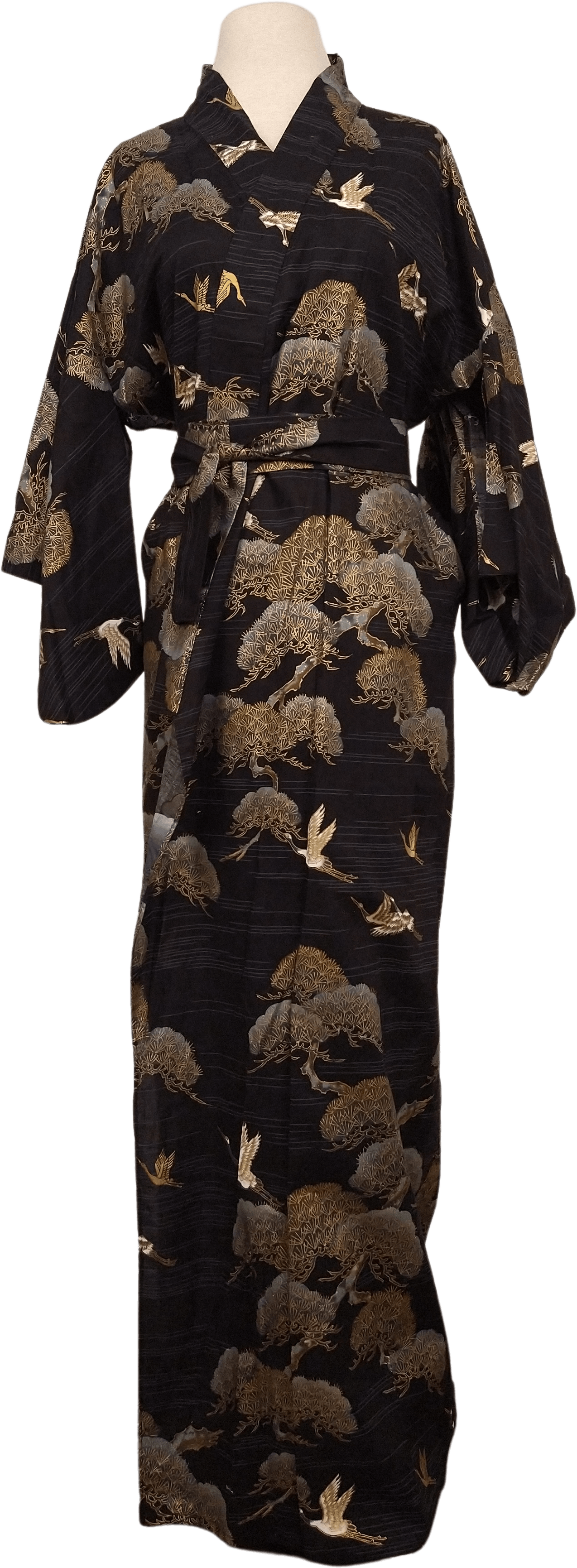 Vintage Japanese Black and Gold Crane Robe by Sakurai Shoji | Shop ...