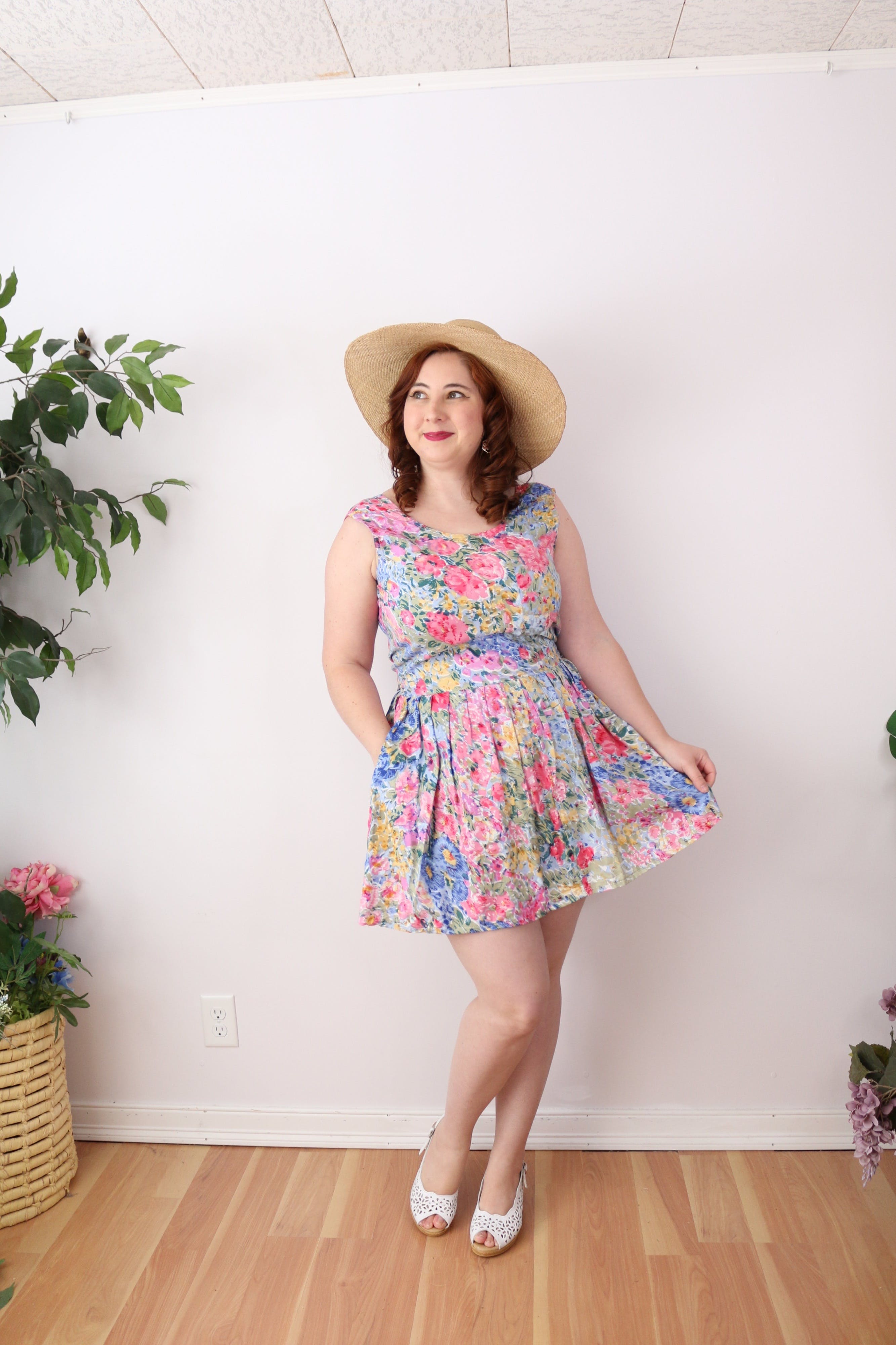 Vintage 80's Floral Mini Reverse Wrap Dress by James River Traders ...