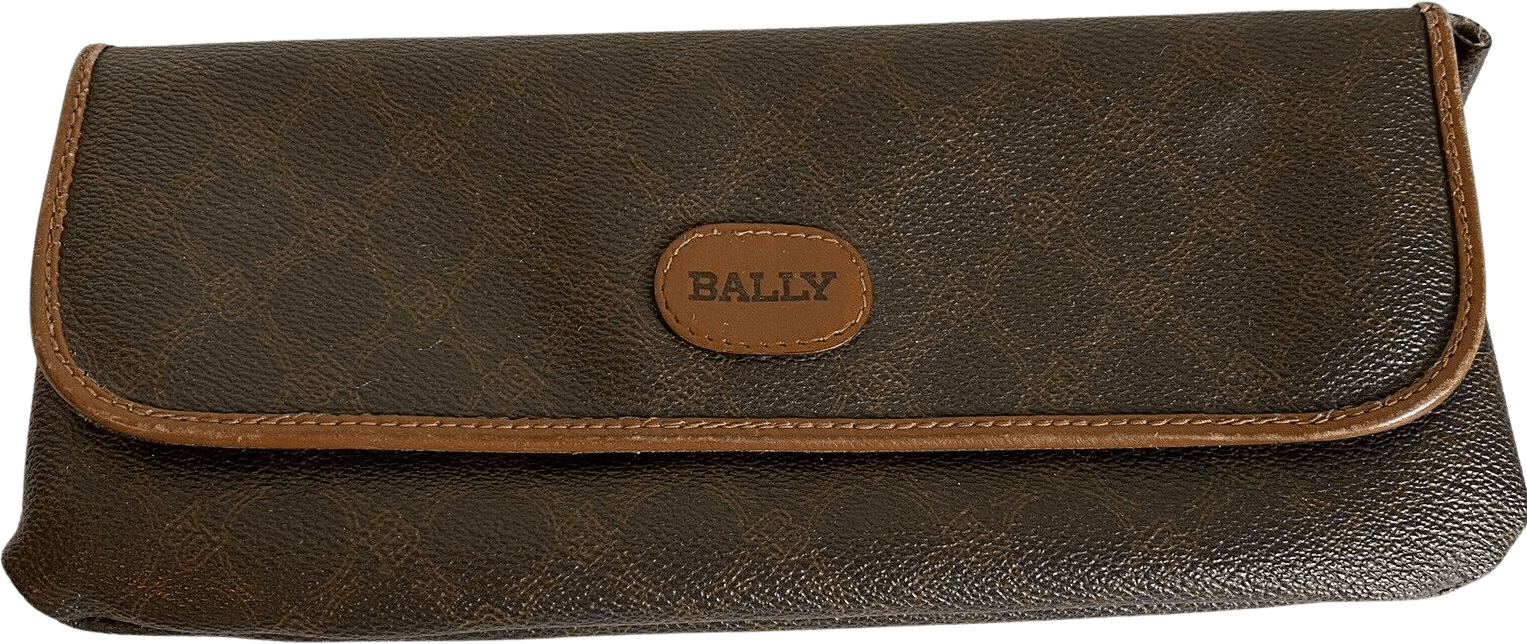 Vintage 80's Monogram Brown Leather Clutch by Bally | Shop THRILLING