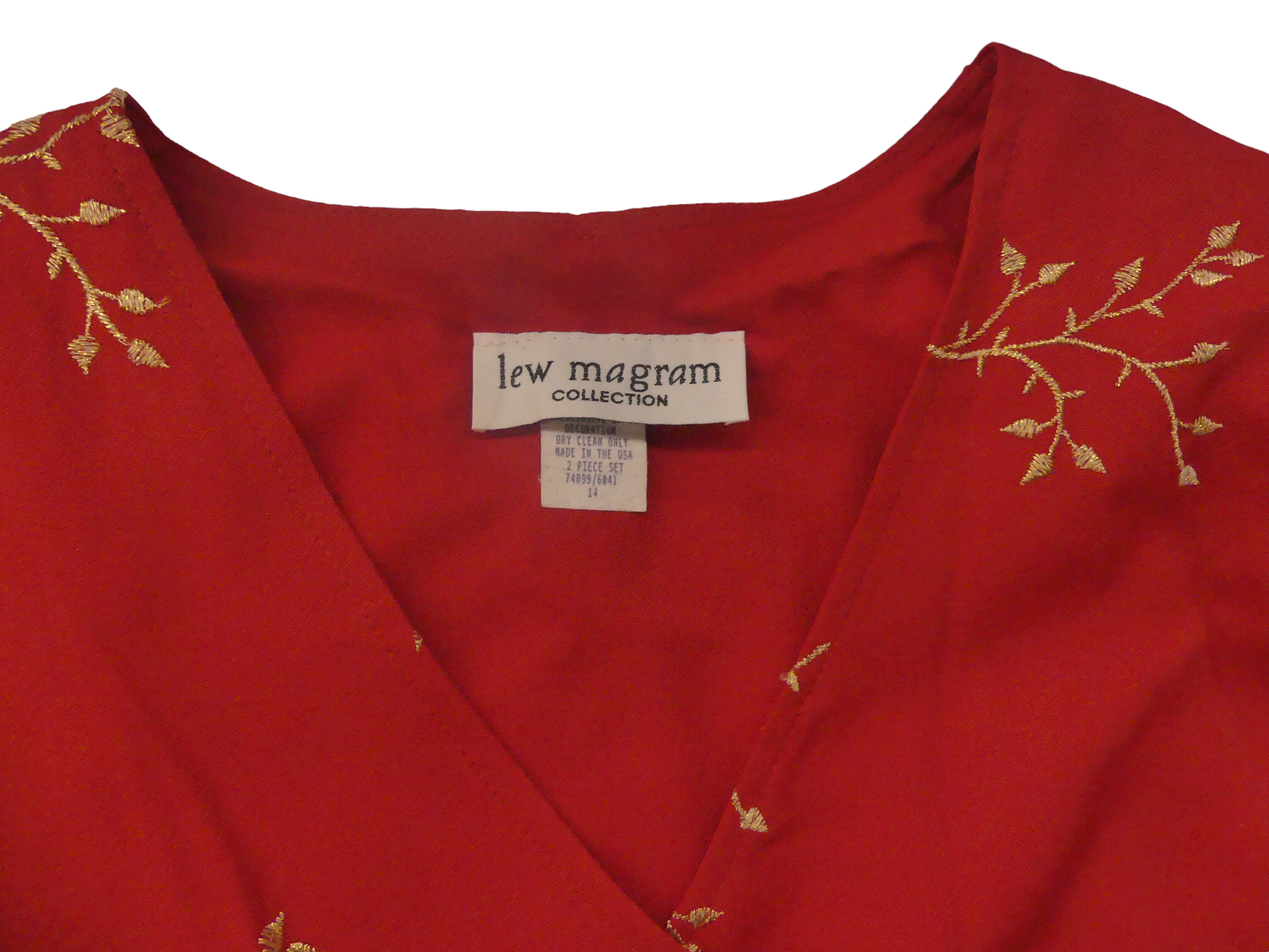 Vintage 80s Red With Gold Empbroidery Coat Dress By Lew Magram | Shop ...
