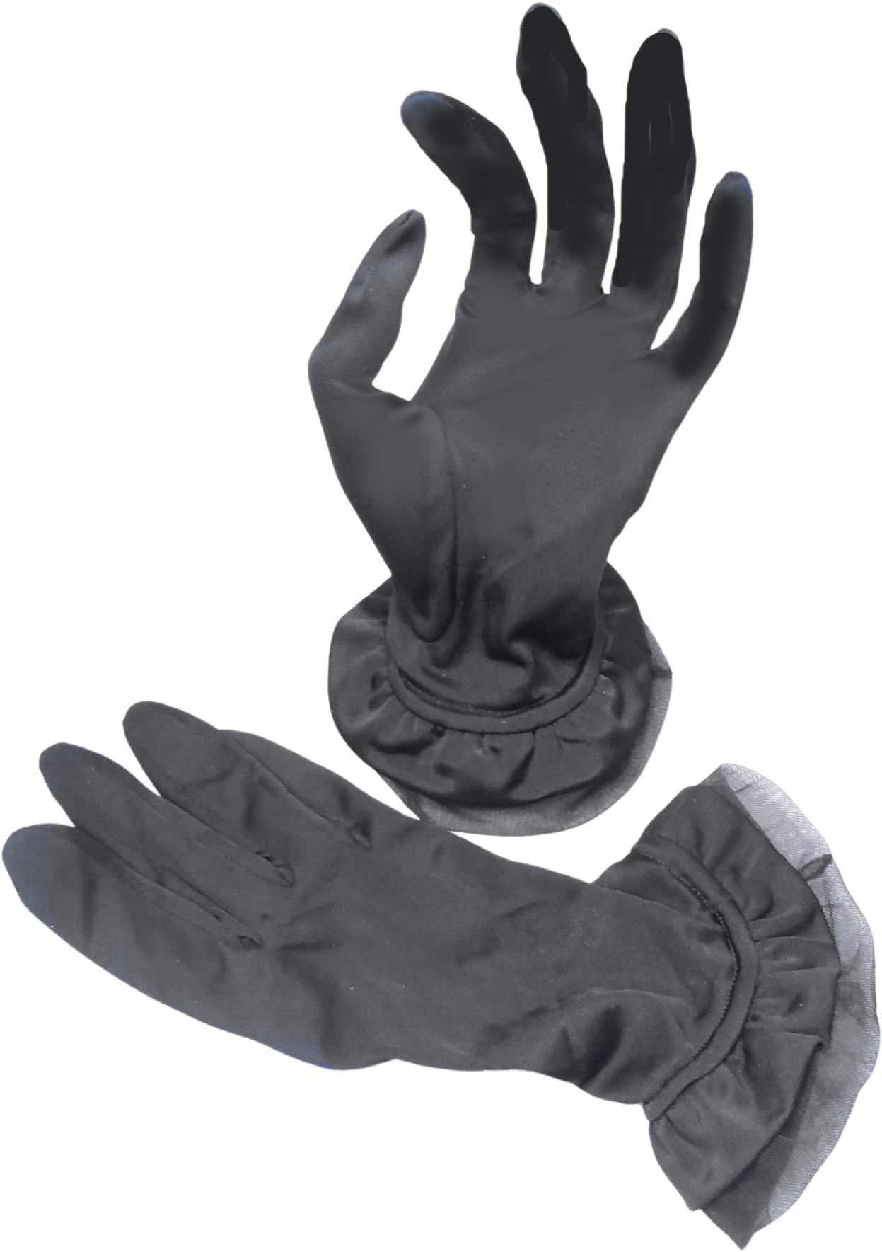 Vintage Short Black Sheer Nylon Gloves with Ruffles by Van Raalte ...