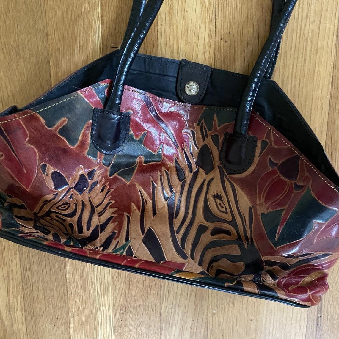 Vintage 90's Leather Floral Zebra Purse | Shop THRILLING