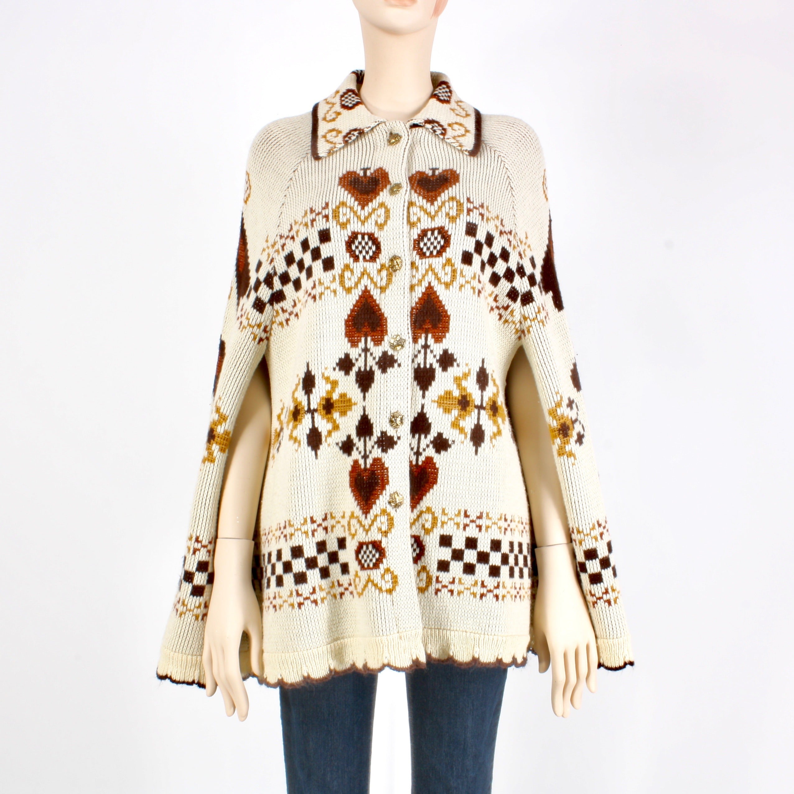 Vintage 70’s Scandinavian Jacquard Poncho Cape Cottagecore by ...