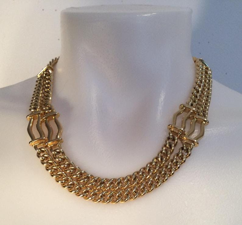 Vintage Gold Link Heavy Chain Statement Necklace by Monet | Shop THRILLING