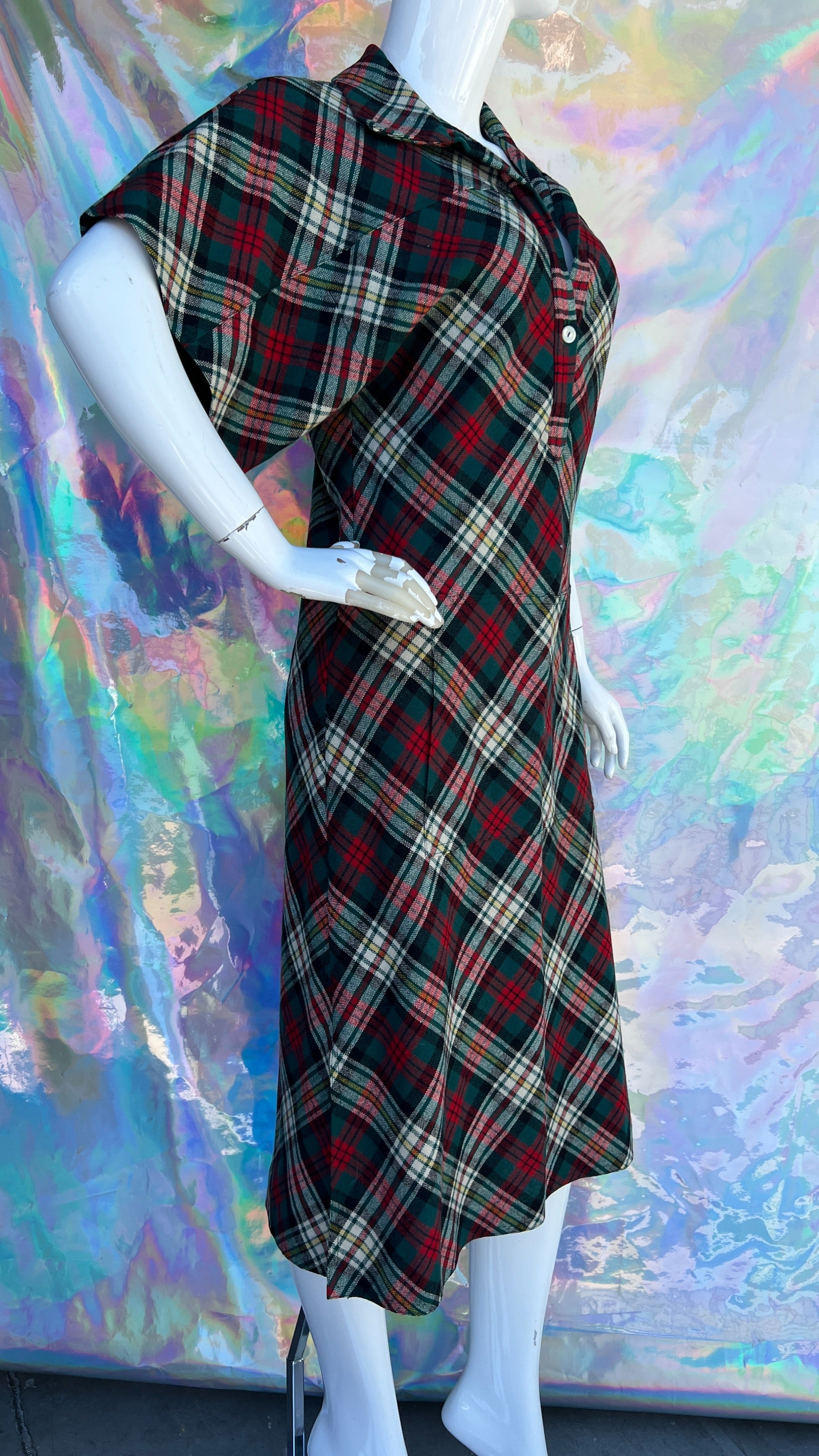 Vintage 70s Scotch Tape Plaid Print Shirt Dress by Paulette King | Shop ...