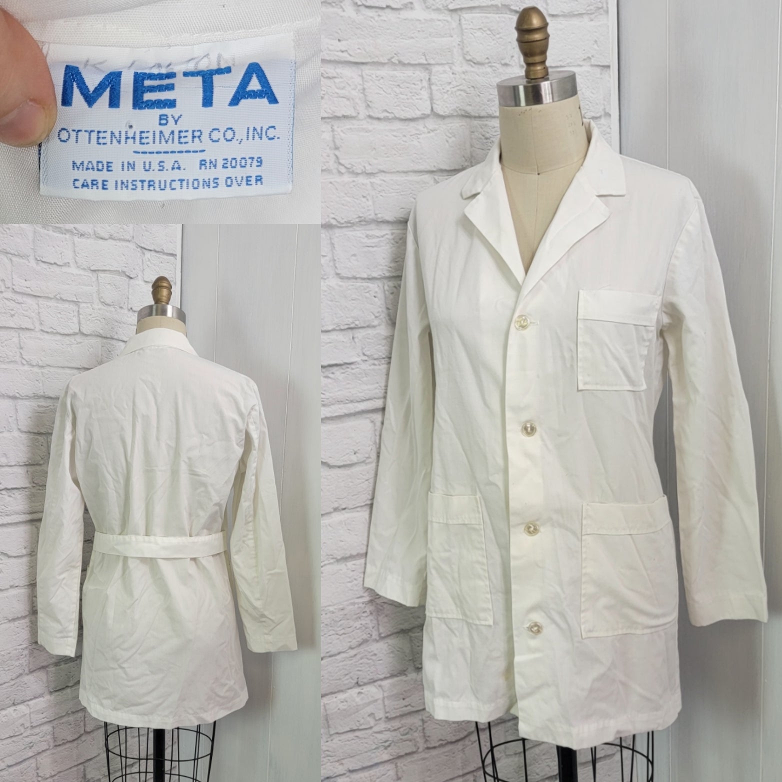 Vintage 80s Unisex White Doctors Lab Coat Button Front By Meta | Shop ...