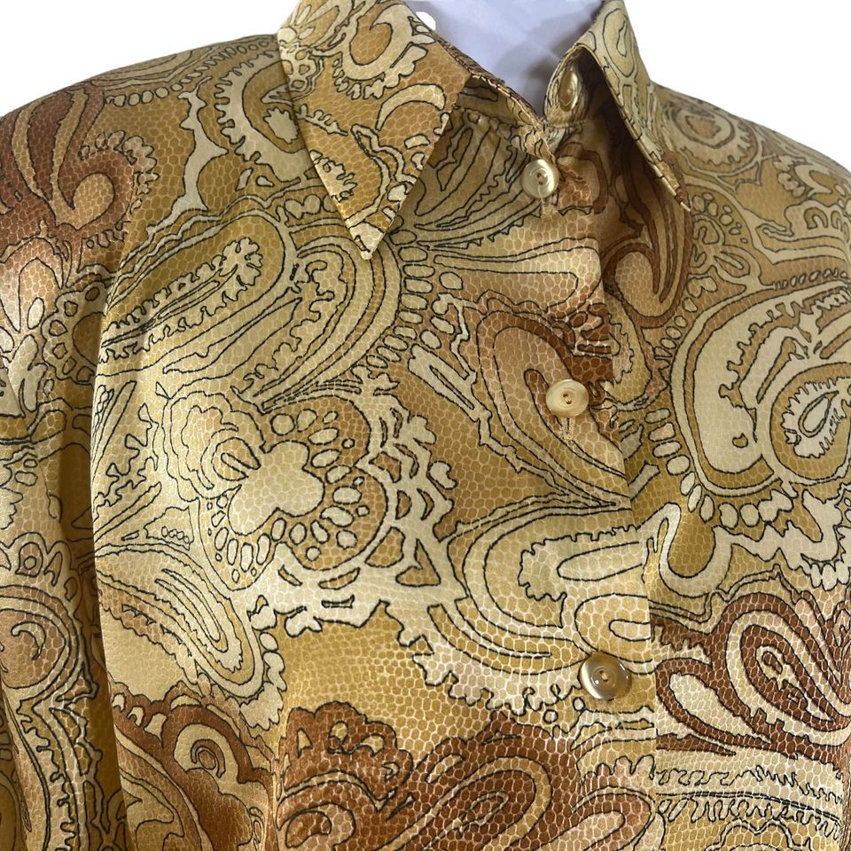 Vintage 70s/80s Gold Psychedelic Print Blouse M By Basler | Shop THRILLING