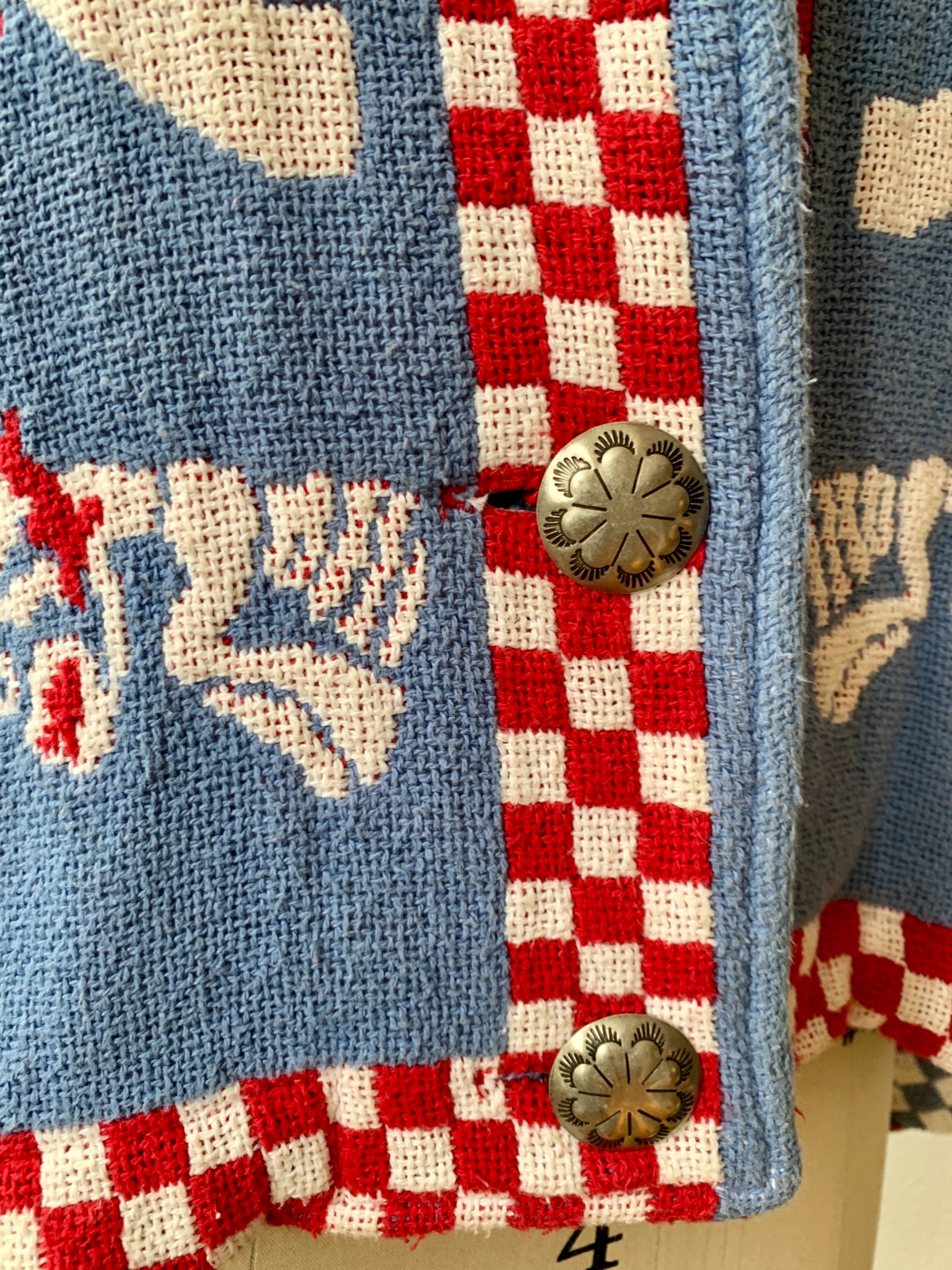 Vintage 80's Checkerboard and Nautical Design Tapestry Jacket by ...