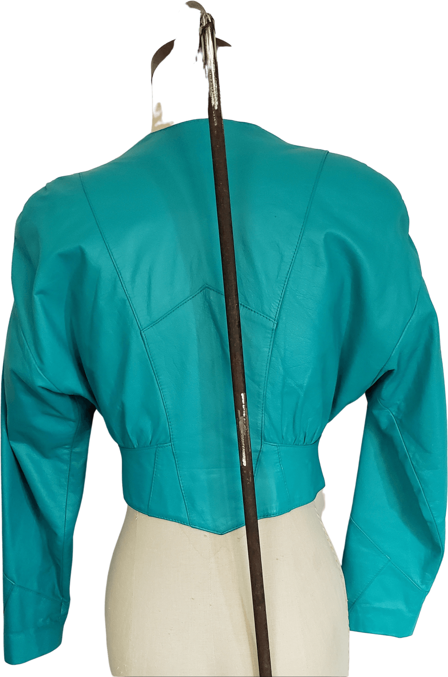 Vintage 80's Turquoise Cropped Leather Jacket by Chia | Shop THRILLING