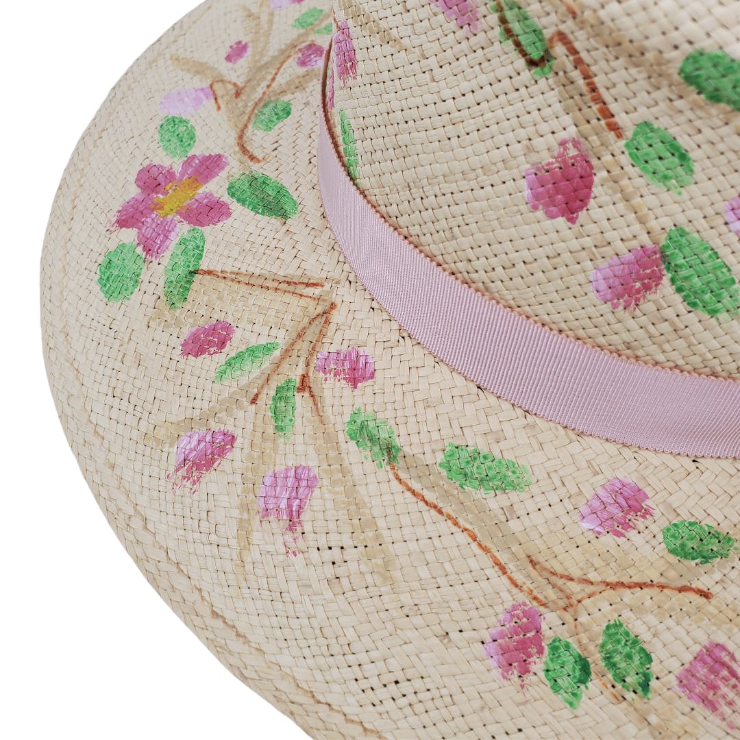 Vintage 70's Hand Painted Basket Woven Straw Sun Hat by Lee Menichetti ...