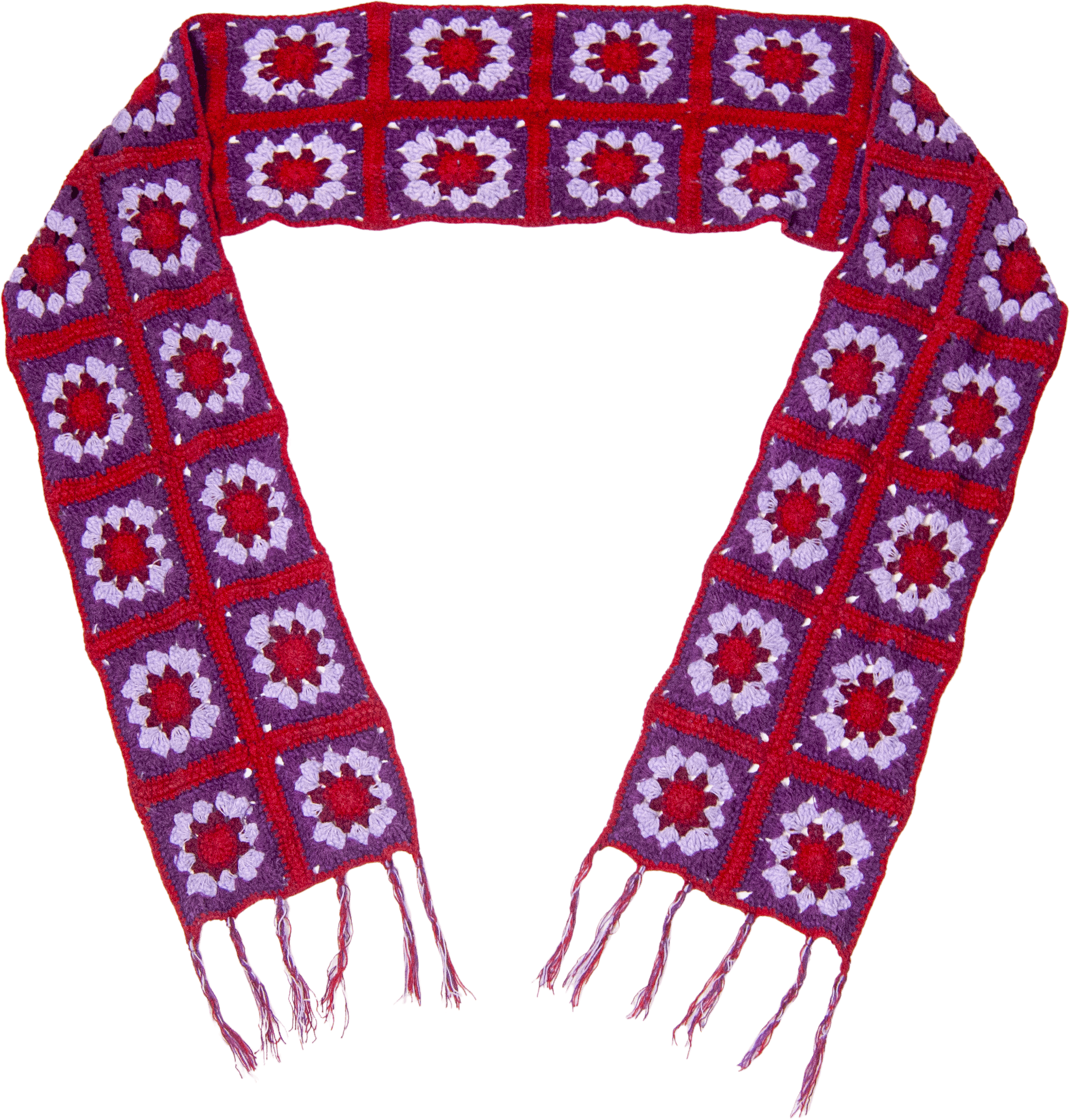 Vintage 00's Handmade Red Crochet Granny Scarf | Shop THRILLING