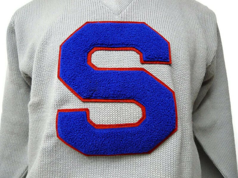 Vintage 60's "S" V-Neck Varsity Wool Sweater by Art Knitting Mills ...