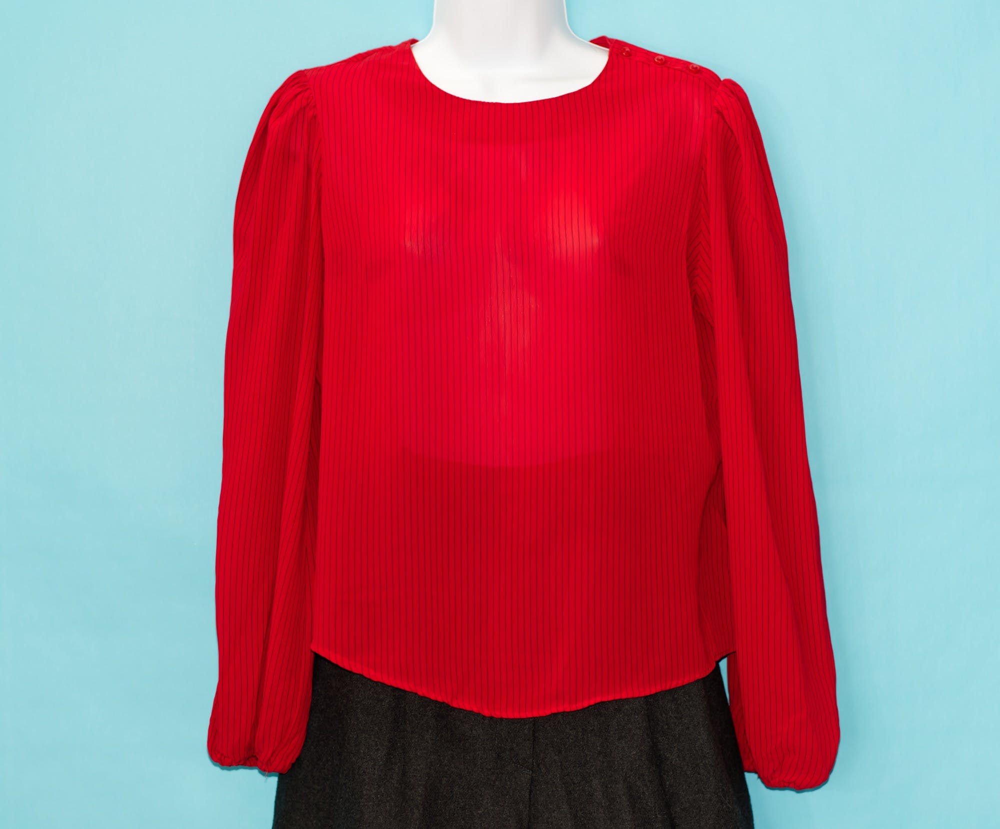 Vintage 80’s Red Pinstriped Blouse by Ms. Paquette Of California | Shop ...