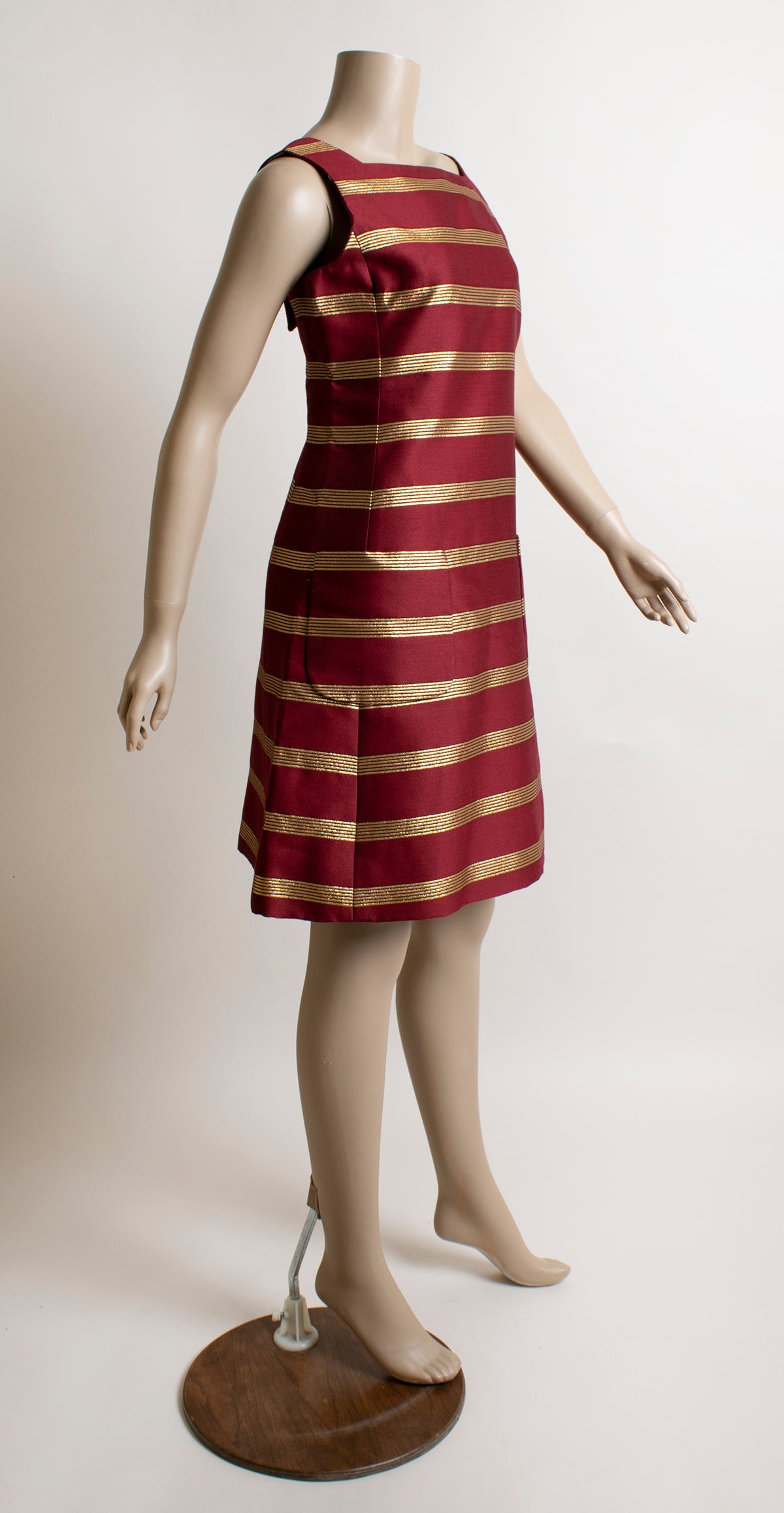 Vintage 60s Burgundy Maroon Gold Striped Mod Dress And Coat By Joan ...