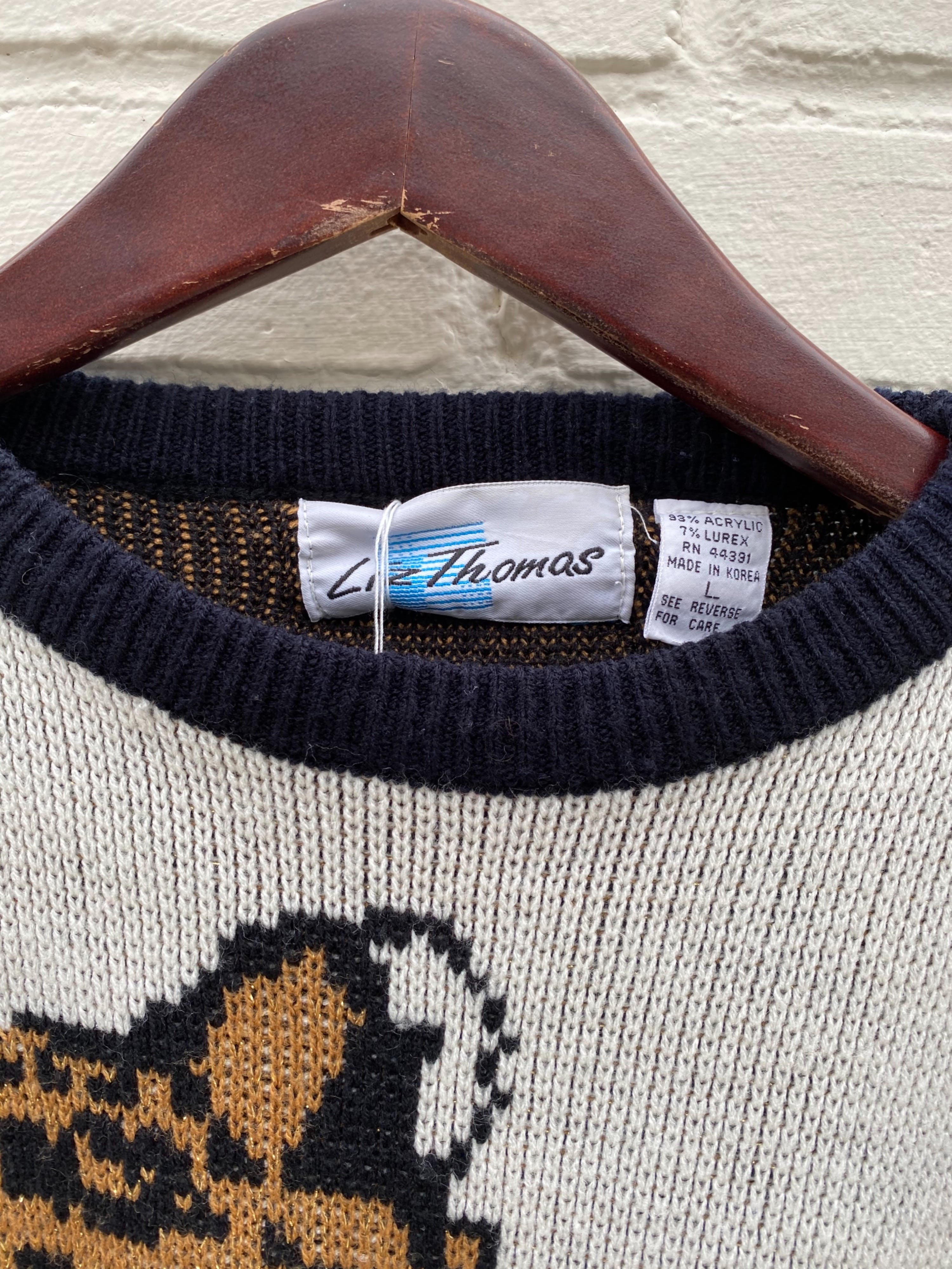 Vintage 80's Tiger Face Sweater by Liz Thomas | Shop THRILLING