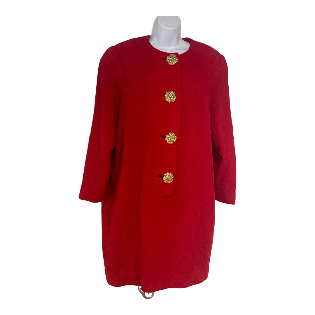 Vintage 80s Designer Boiled Wool Statement Gold Buttons Dress By David ...