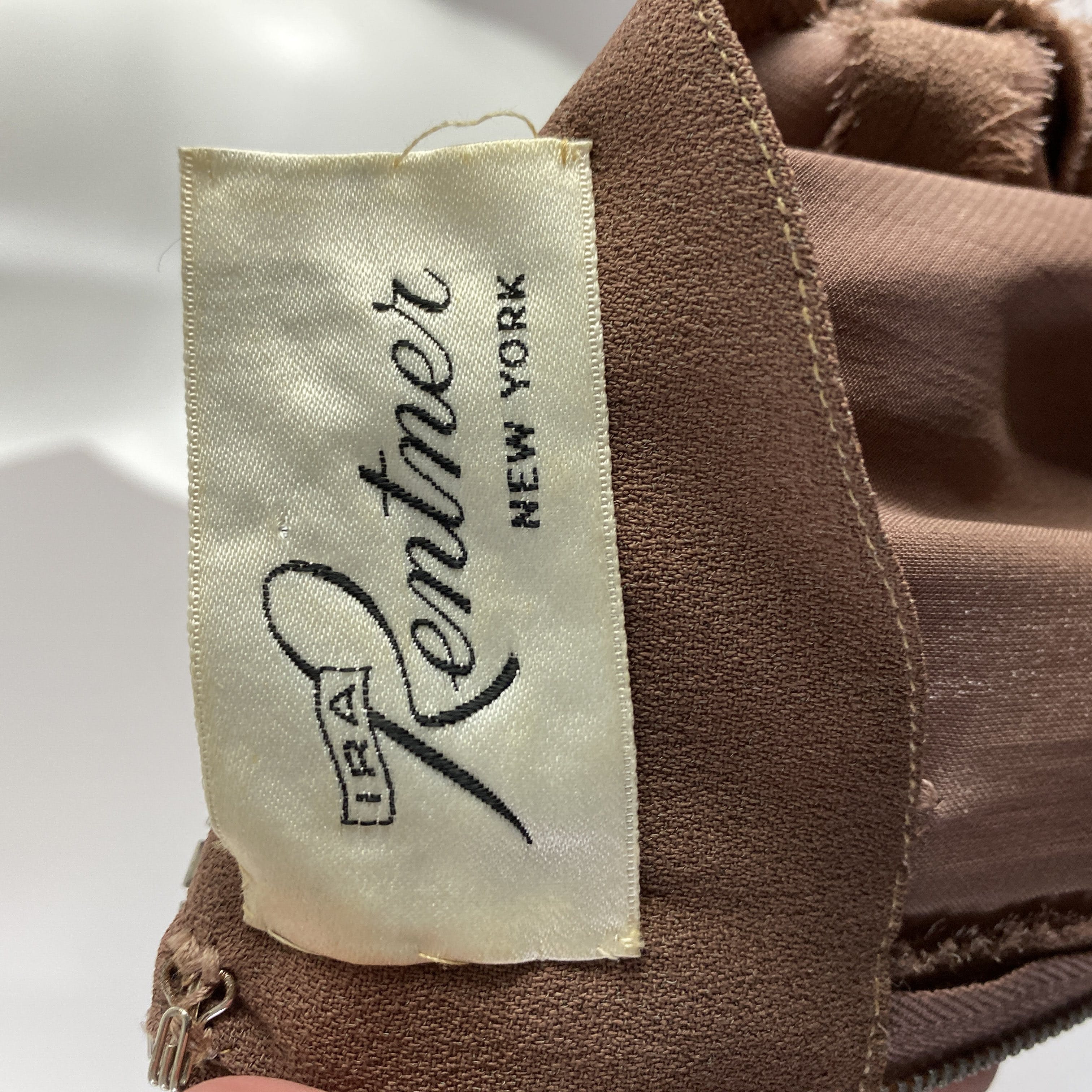 Vintage 40's/50's Brown Rayon Beaded Dress Quarter Sleeve by Ira ...