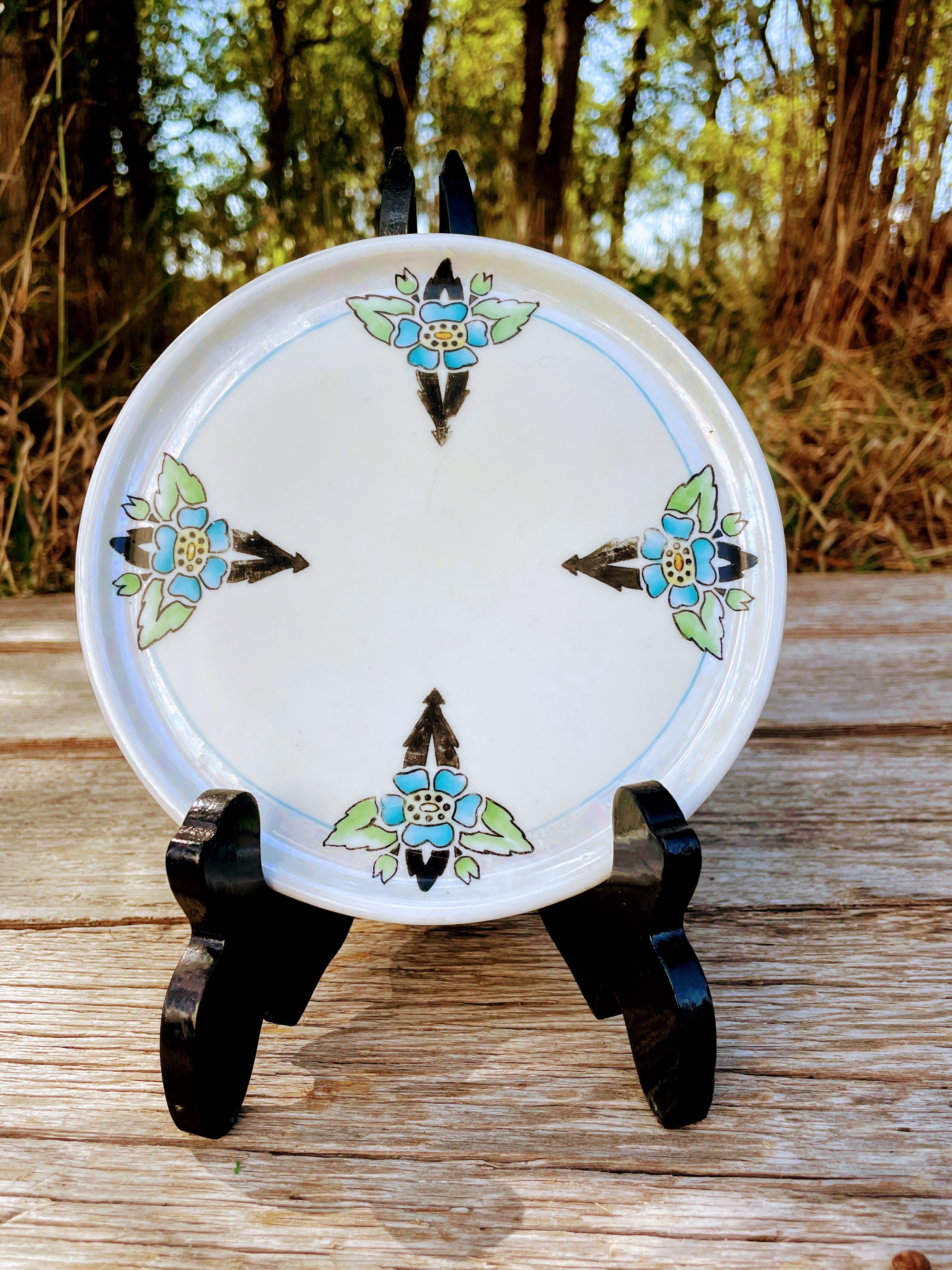 Vintage 30s Art Deco Tea Trivet Hot Plate Hand Painted Floral | Shop ...