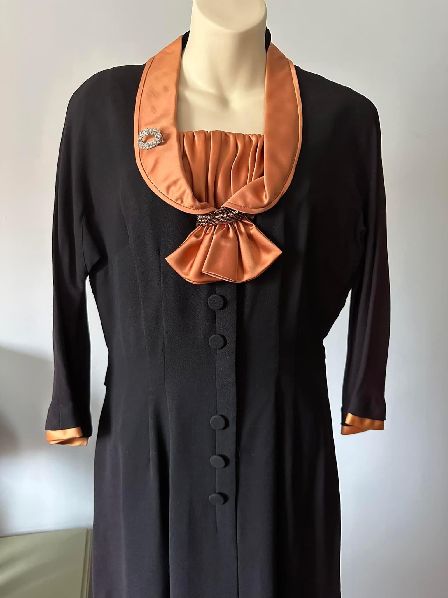 Vintage 40s Black Rayon And Satin Dress By Jack Stern | Shop THRILLING